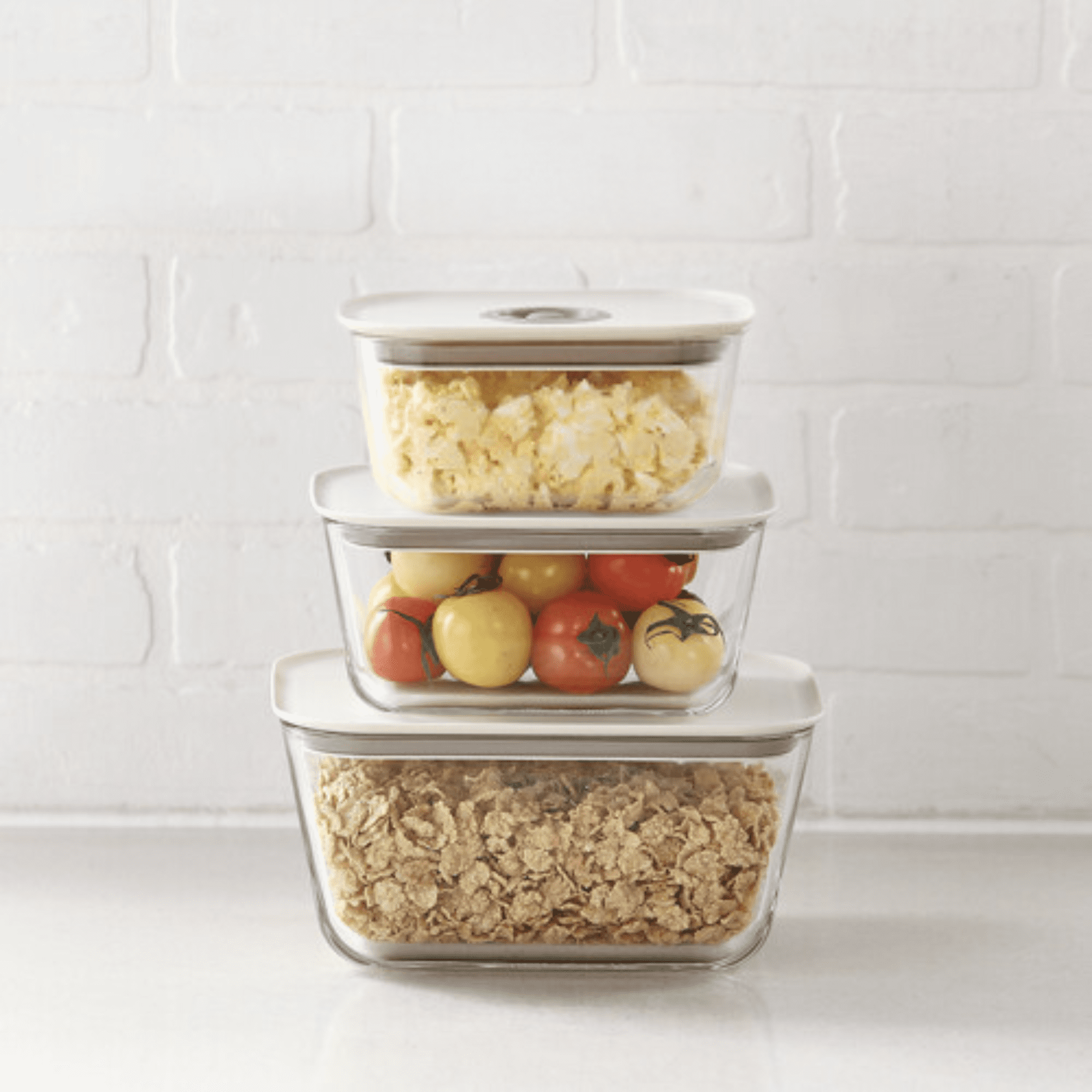 Neoflam Fika Clik Borosilicate Glass Food Storage Containers, 3-Count ...