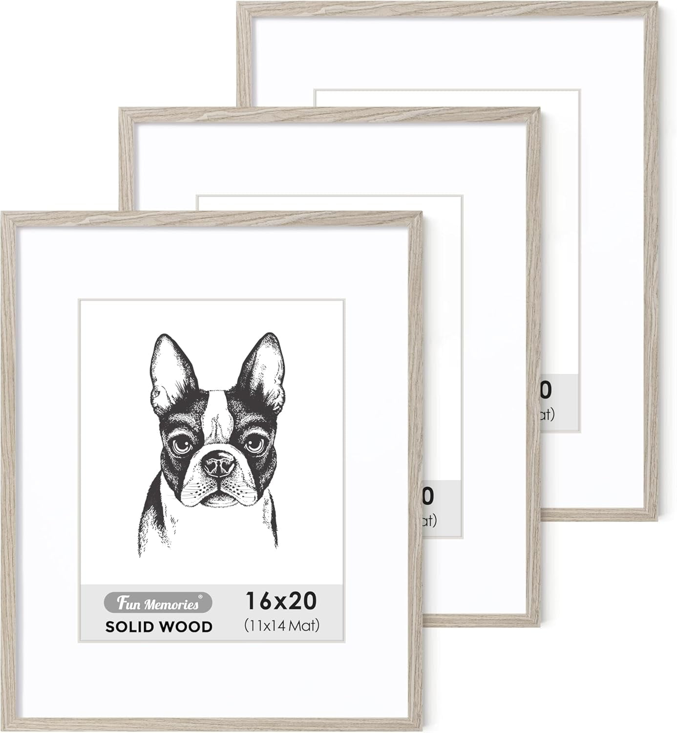 Set of 3 Natural Wood 16x20 Picture Frames, 16 X 20 Photo Frame, 16x20 ...