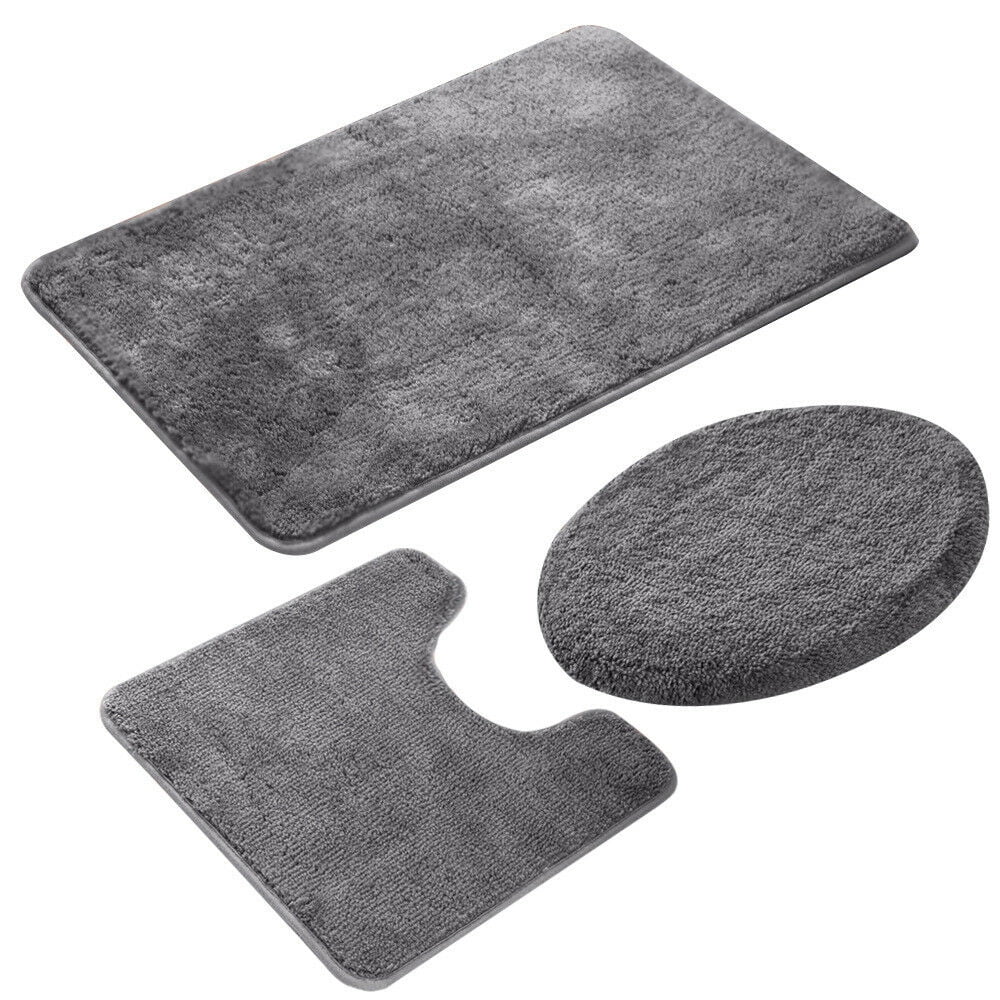 Set of 3 Non-Slip Bath Mat Bathroom Rugs, Polypropylene Fiber Bath Mat ...