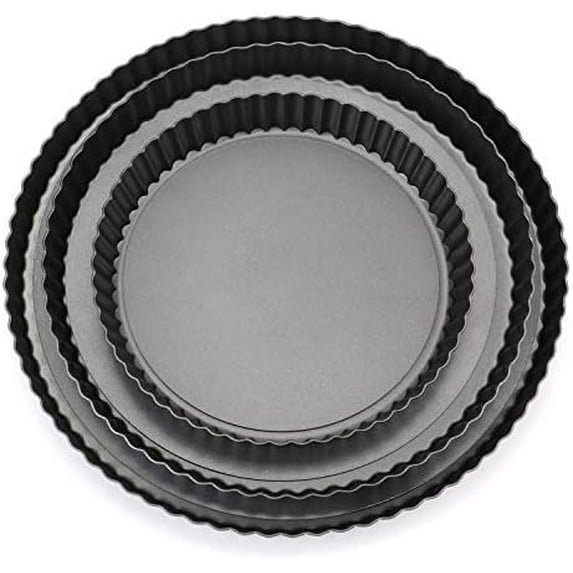 Set of 3 Non-Stick Round Quiche Pan, 12 Inch, 10 Inch, 8 Inch Fruit ...