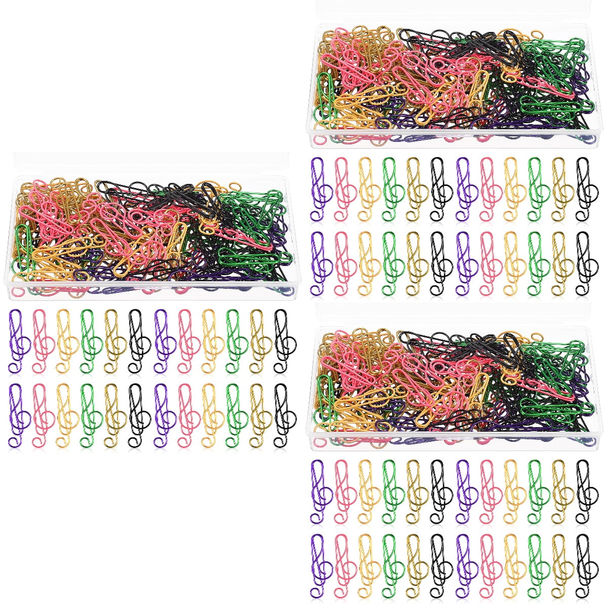 Set of 3 Note Paper Clip Shaped Clips Colorful Binder with Music Notes ...