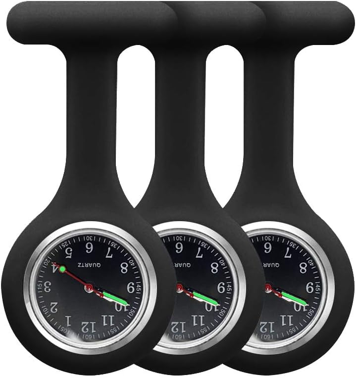 Set of 3 Nurse Fob Watches, Silicone Doctor Pocket Lapel Clip On ...