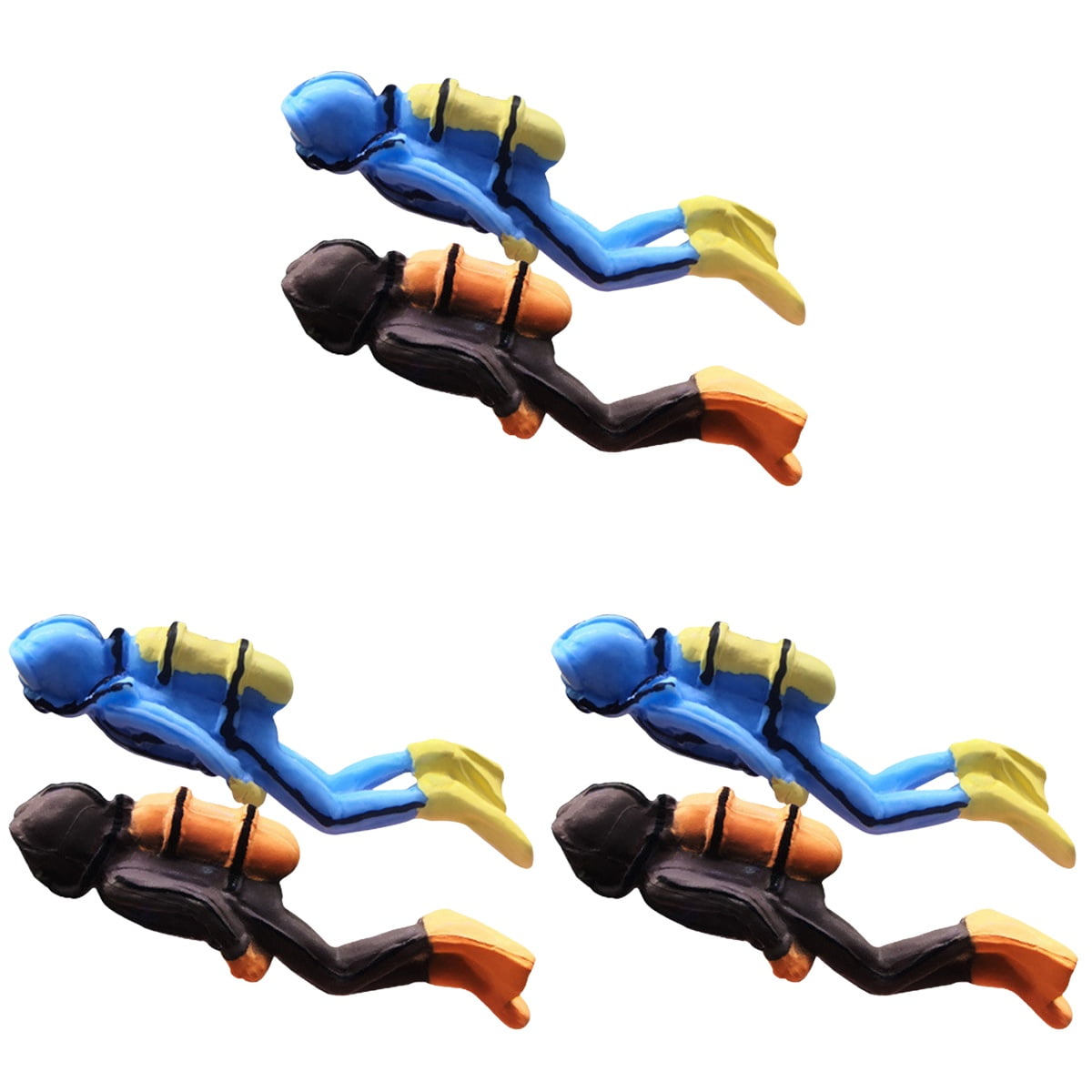 Set of 3 Ocean Character Diver Model Underwater Swimmer Decorations ...