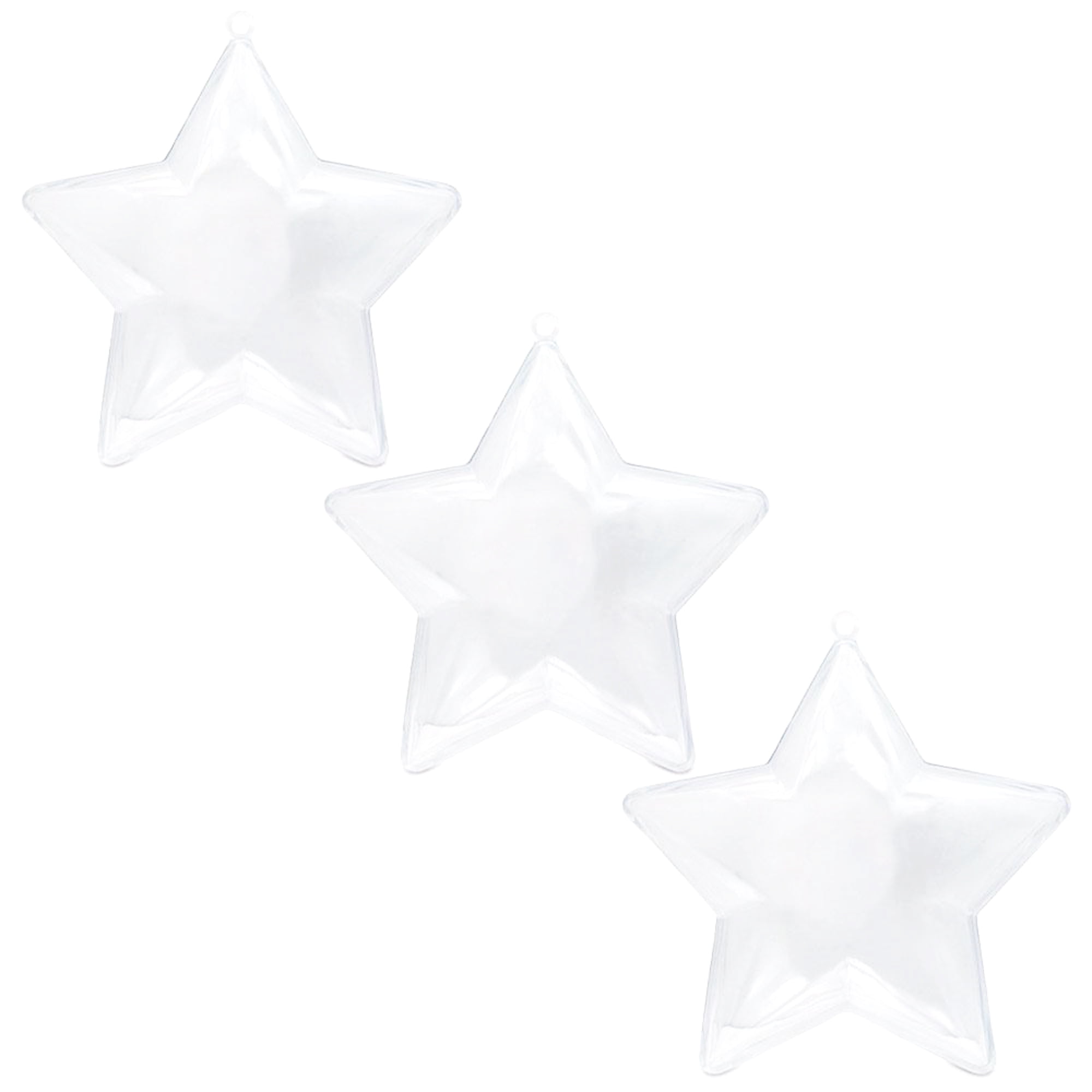 Set of 3 Openable Fillable Clear Plastic Star Christmas Ornaments DIY ...