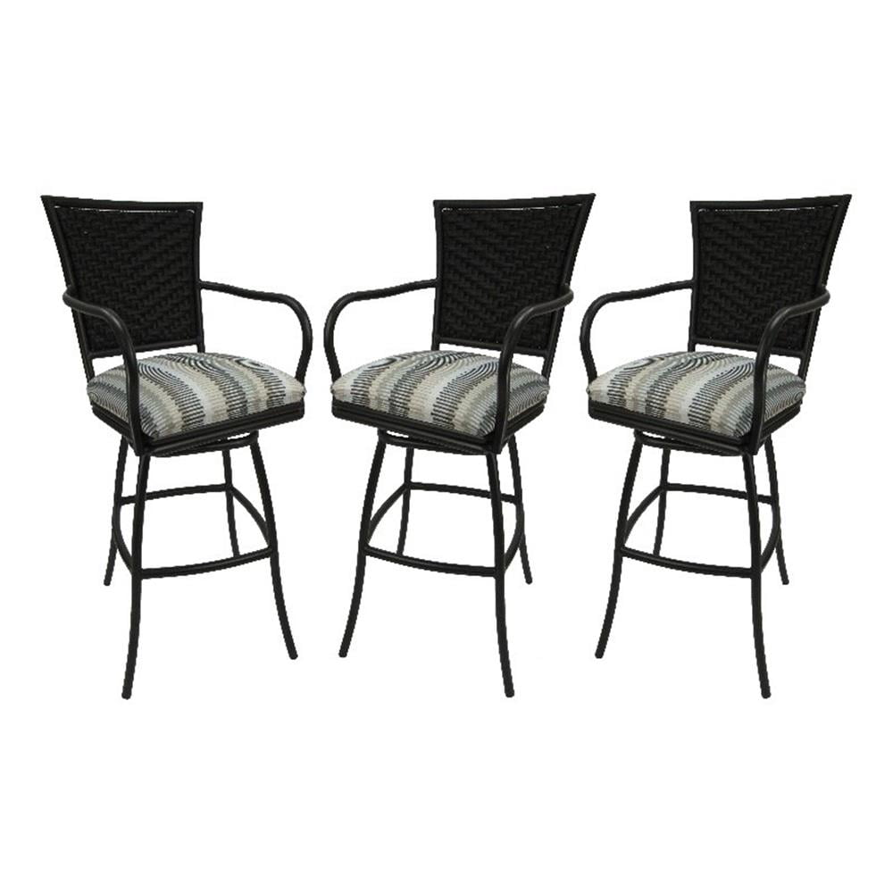 Set of 3 - Outdoor Indoor Counter 26" Bar Stool - Erin on Black Frame ...