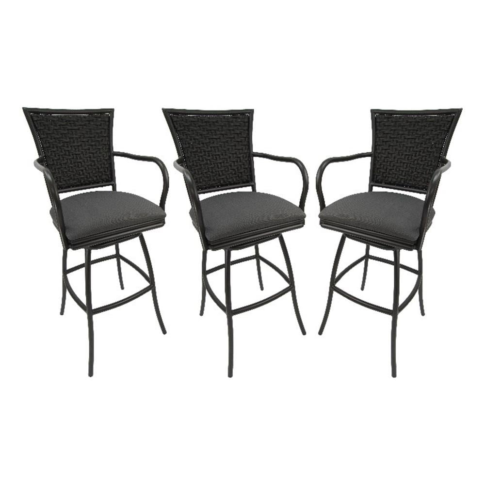 Set of 3 - Outdoor Indoor Extra Tall 34" Bar Stool - Erin on Black ...