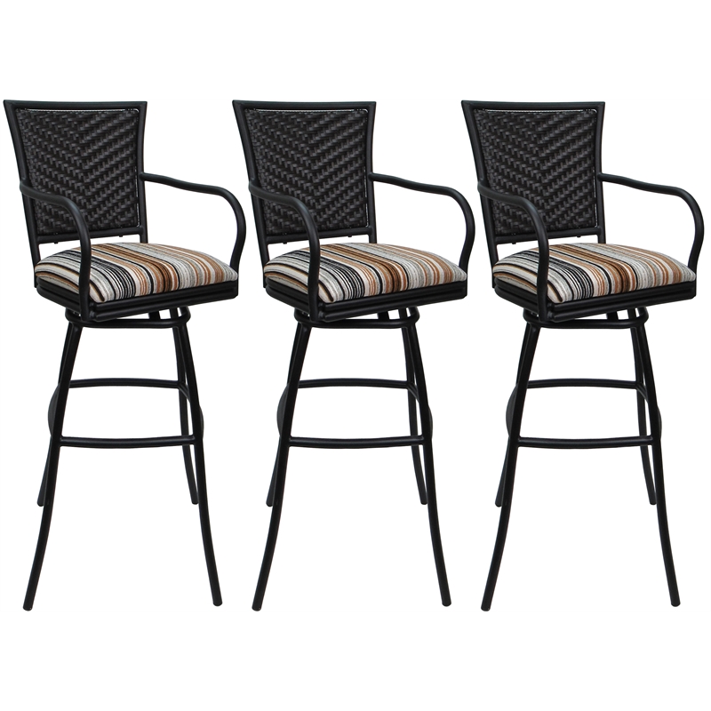 Set of 3 Outdoor Indoor Extra Tall Stools - Erin Arms - Driftwood ...