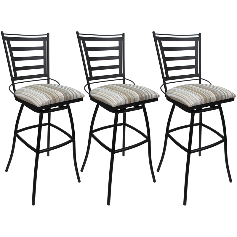 Set of 3 Outdoor Indoor Extra Tall Stools -Jenna Arms - White Fabric ...