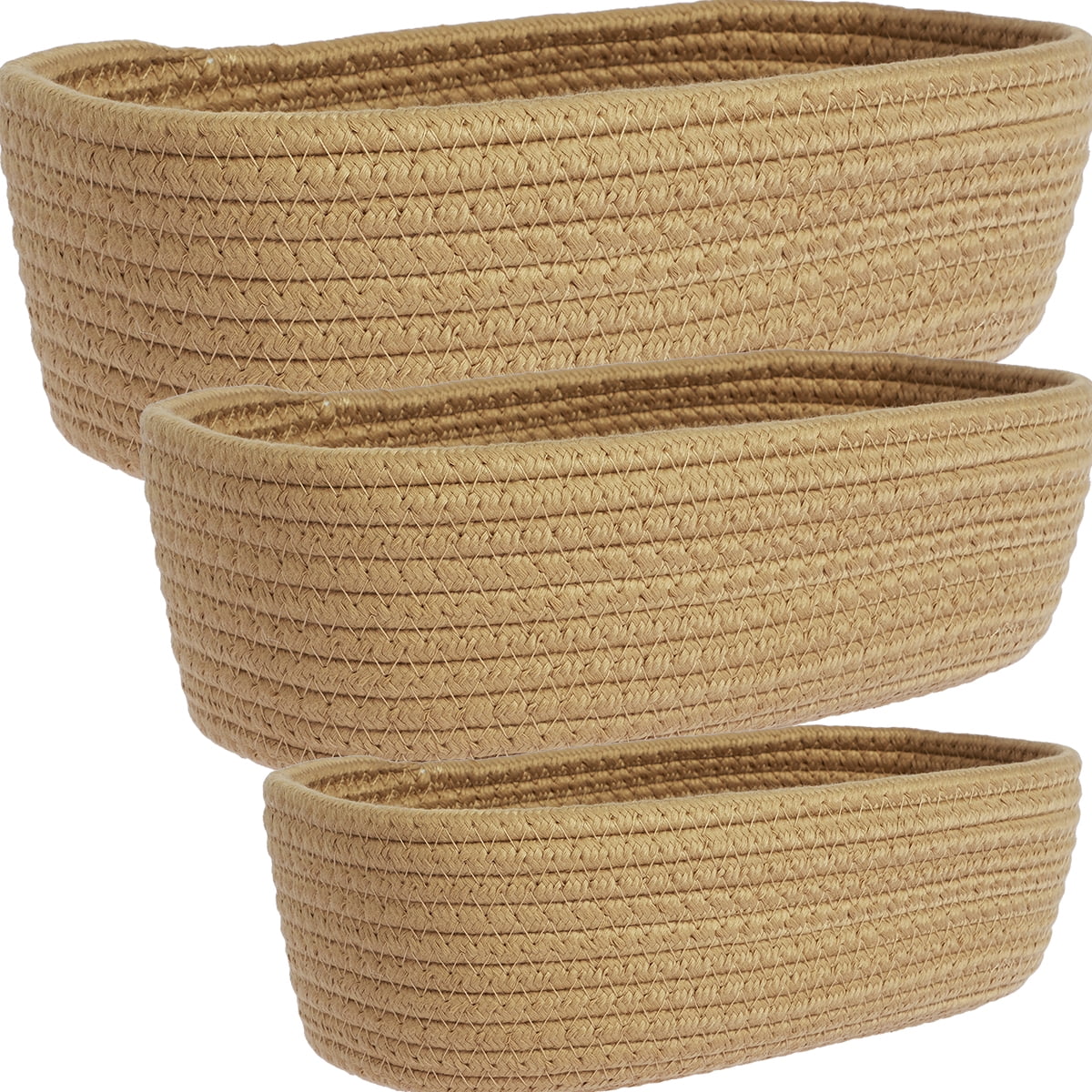 Set of 3-Oval Storage Baskets Set-Natural Rope Woven Baskets, Gift ...