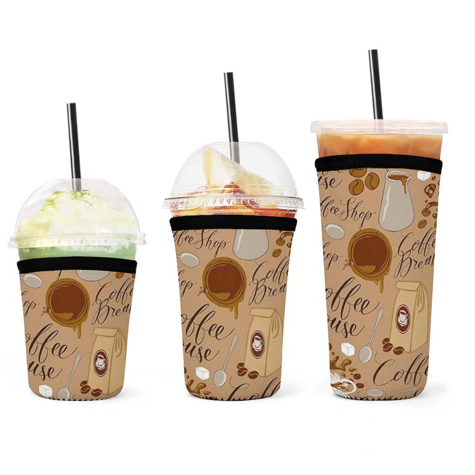 Set of 3 Packs Reusable Hot And Iced Coffee Cup Sleeve Neoprene Tumbler ...