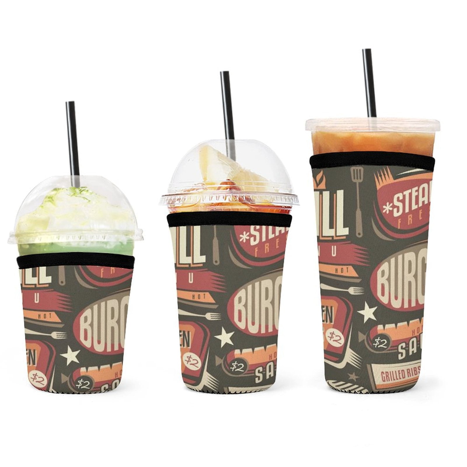 Set of 3 Packs Reusable Hot And Iced Coffee Cup Sleeve Neoprene Tumbler ...