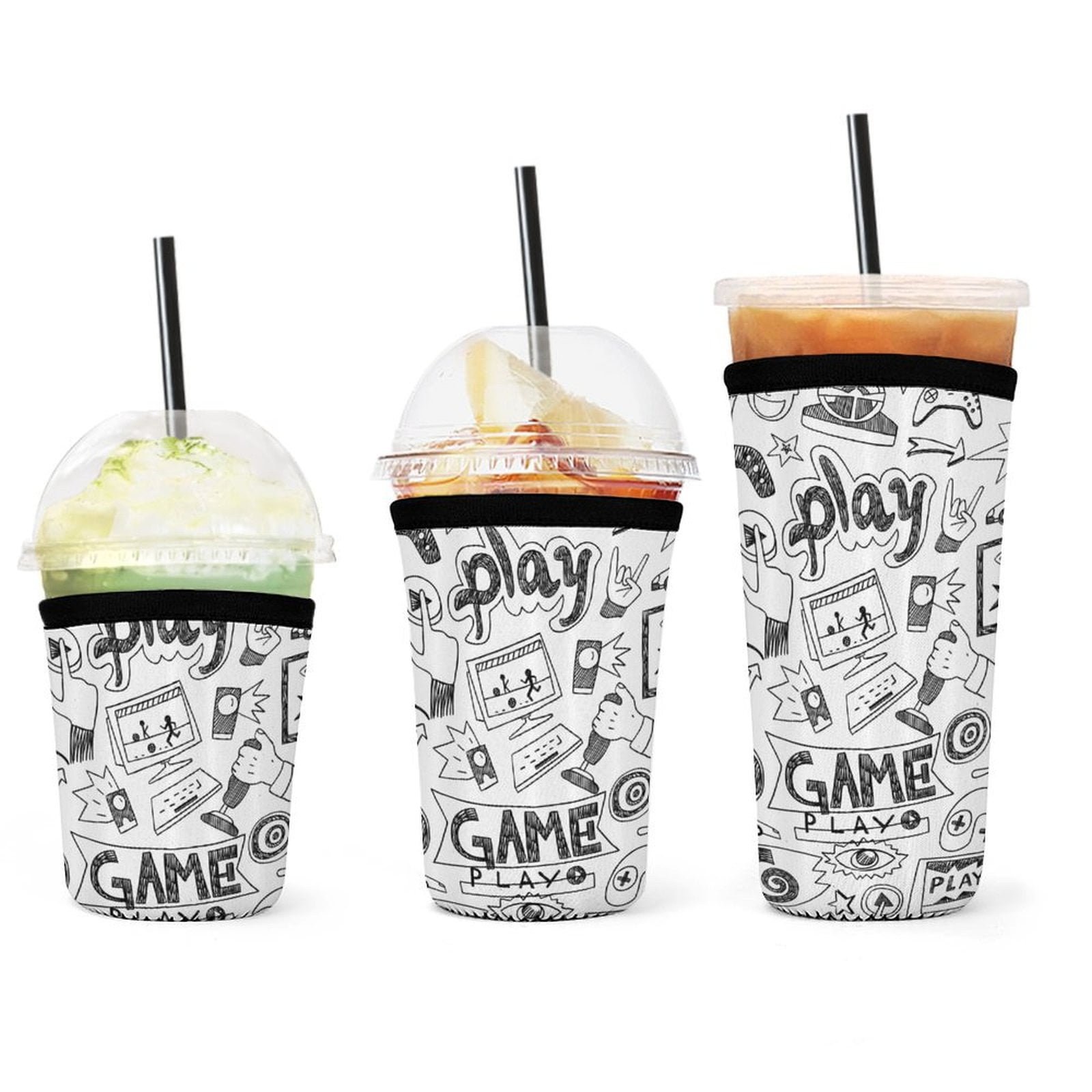 Set of 3 Packs Reusable Hot And Iced Coffee Cup Sleeve Neoprene Tumbler ...