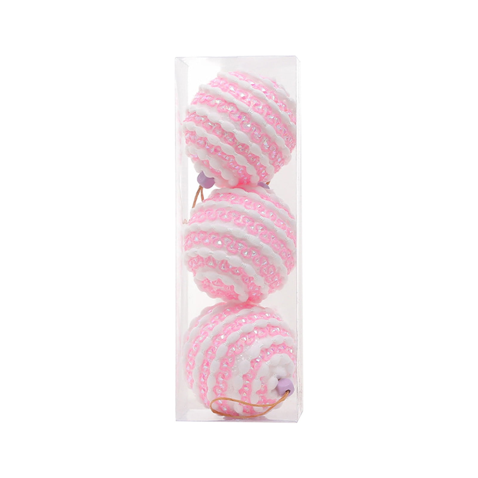 Set of 3 Pastel Macaron Color Flocked Christmas Balls, 8cm Soft Velvet ...