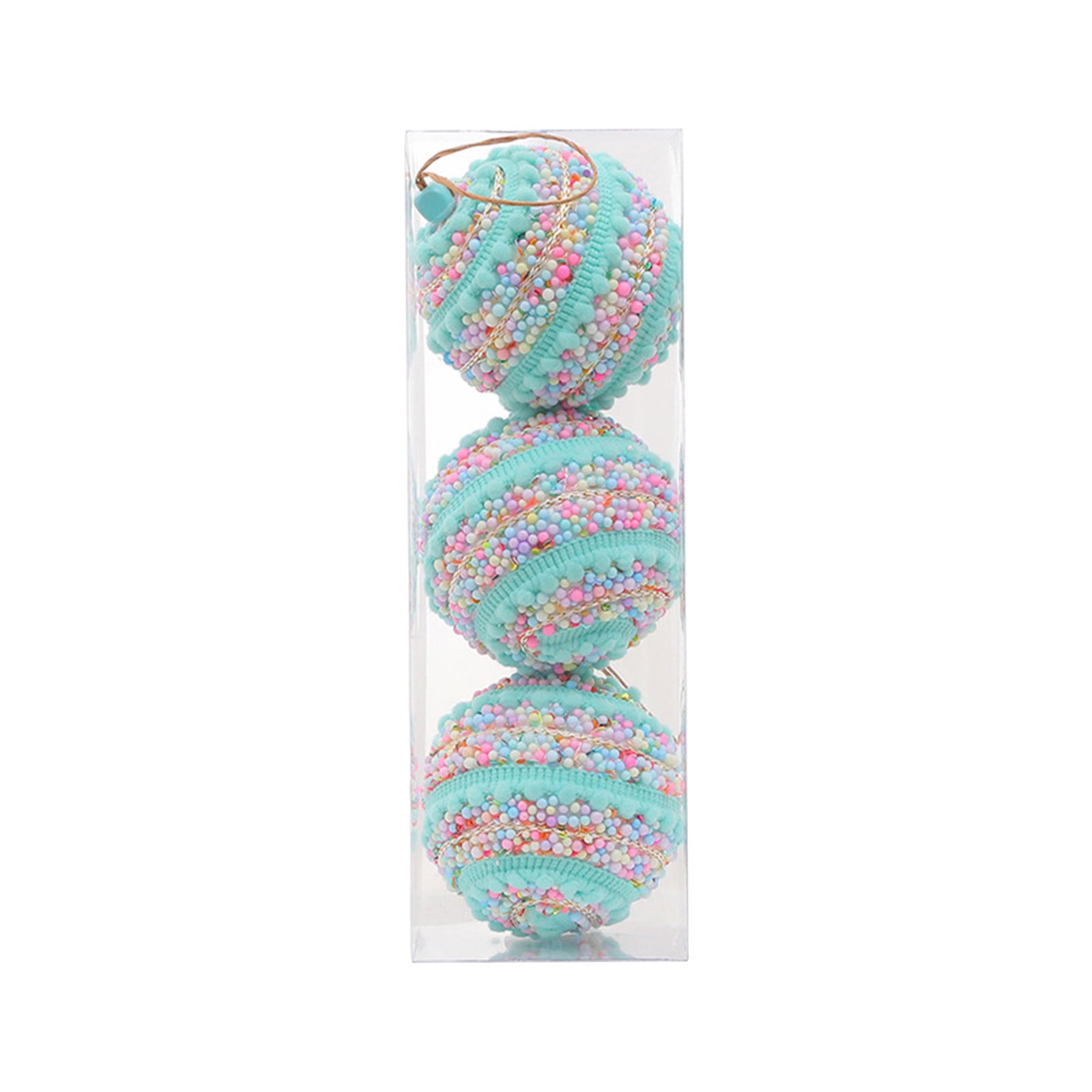Set of 3 Pastel Macaron Color Flocked Christmas Balls, 8cm Soft Velvet ...