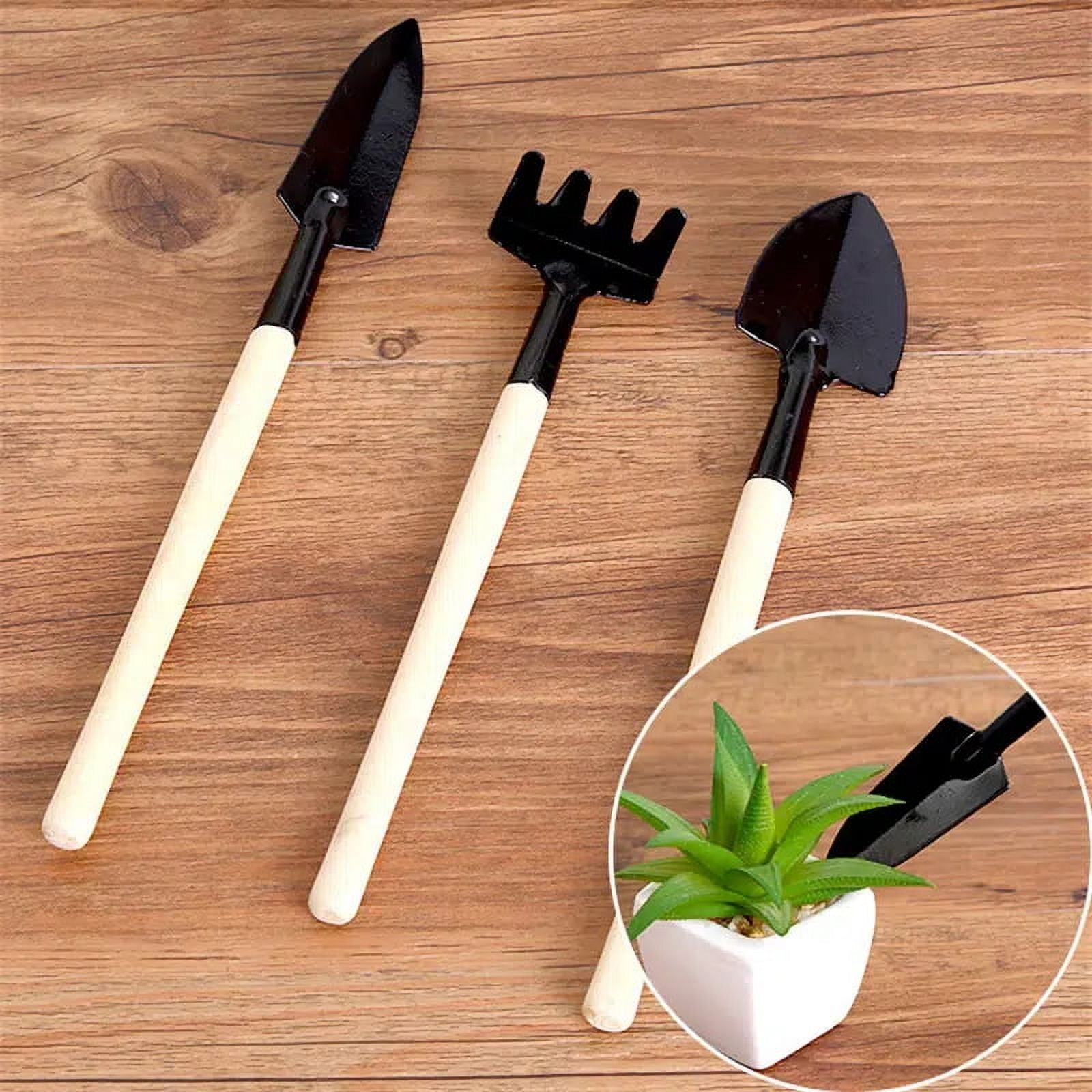 Set of 3 Pcs Mini Garden Hand Tools Indoor Miniature Planting Gardening ...