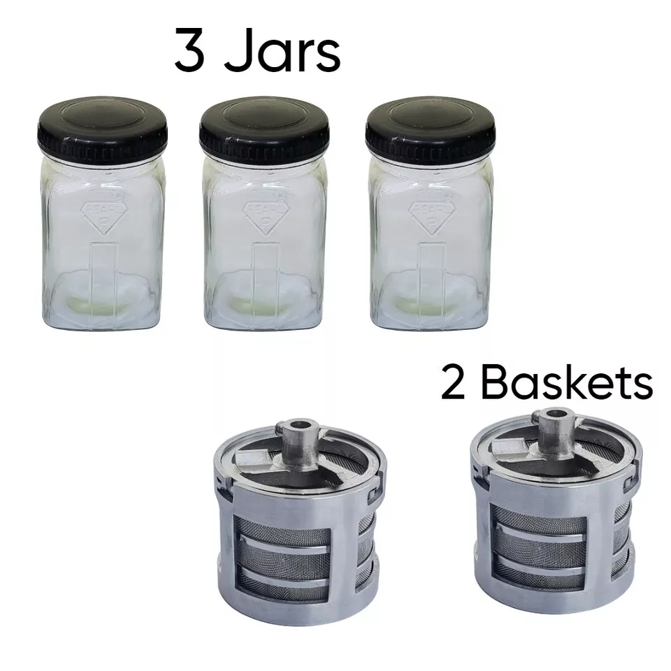 Set of 3 Pearl Brand Watch Cleaning Jar & 2 Pearl Brand Basket - Fits ...