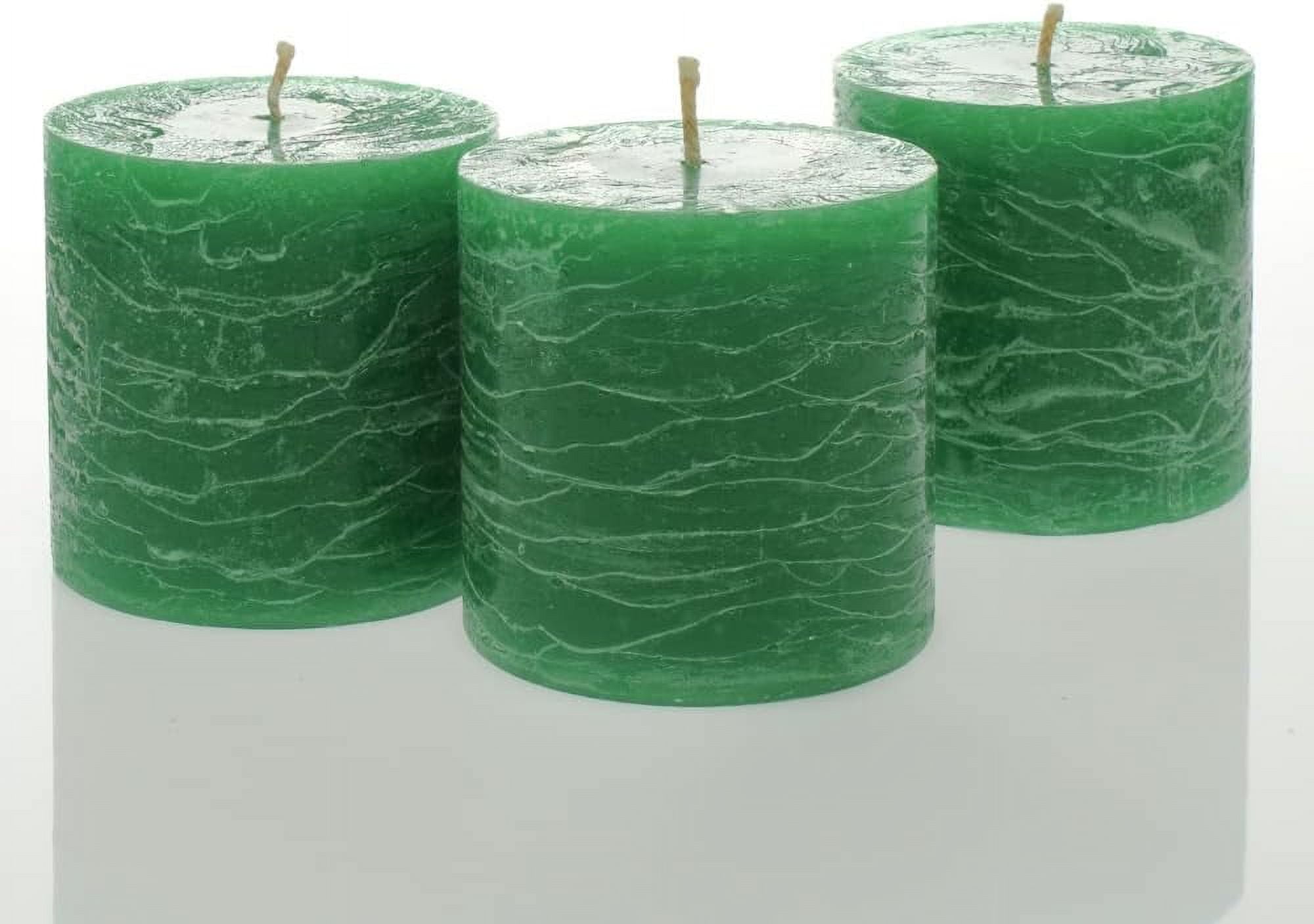 Set of 3 Pillar Candles 3" x 3" (Dark Green Rustic) for Weddings Home ...