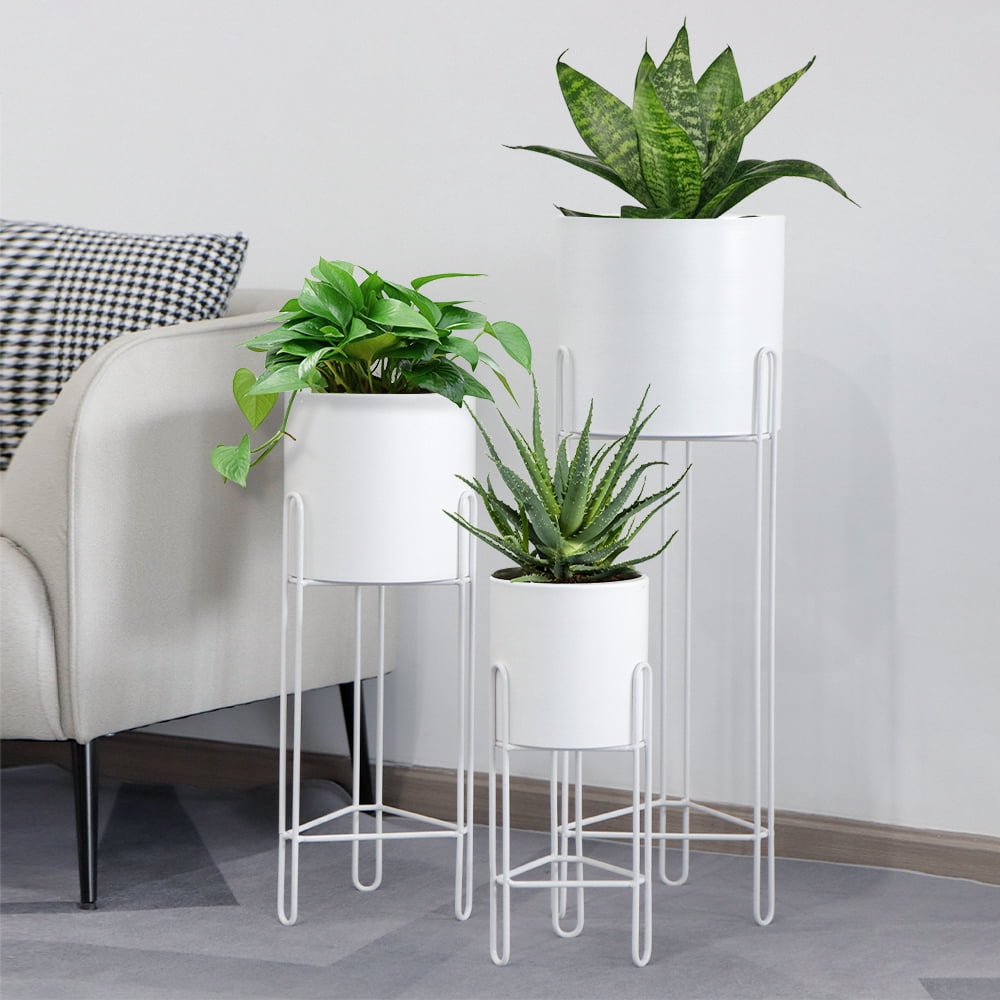 Set of 3 Planters With Stand Indoor Otdoor Tall Planters For Indoor ...