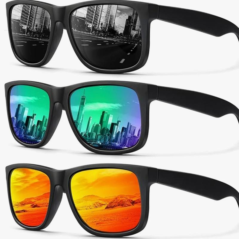 (Set of 3) Polarized Sunglasses for Men and Women, Retro Style, UV ...