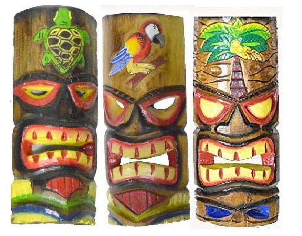 Set of 3 Polynesian Hawaiian Tiki Bar Style Wall Masks 12 inches Island ...