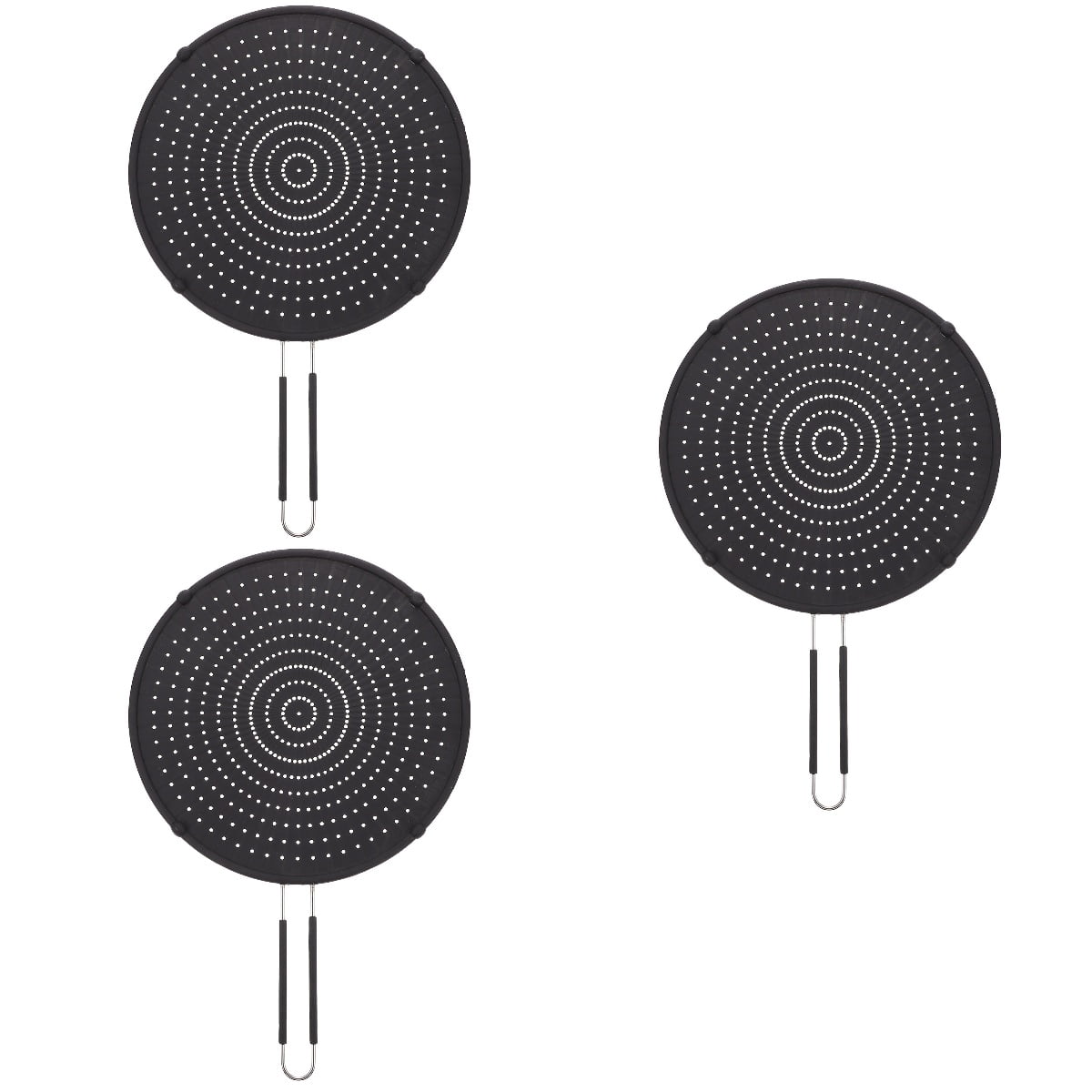 Set of 3 Pot Cover Oil Proofing Lid Induction Cookware Deep Fryer ...