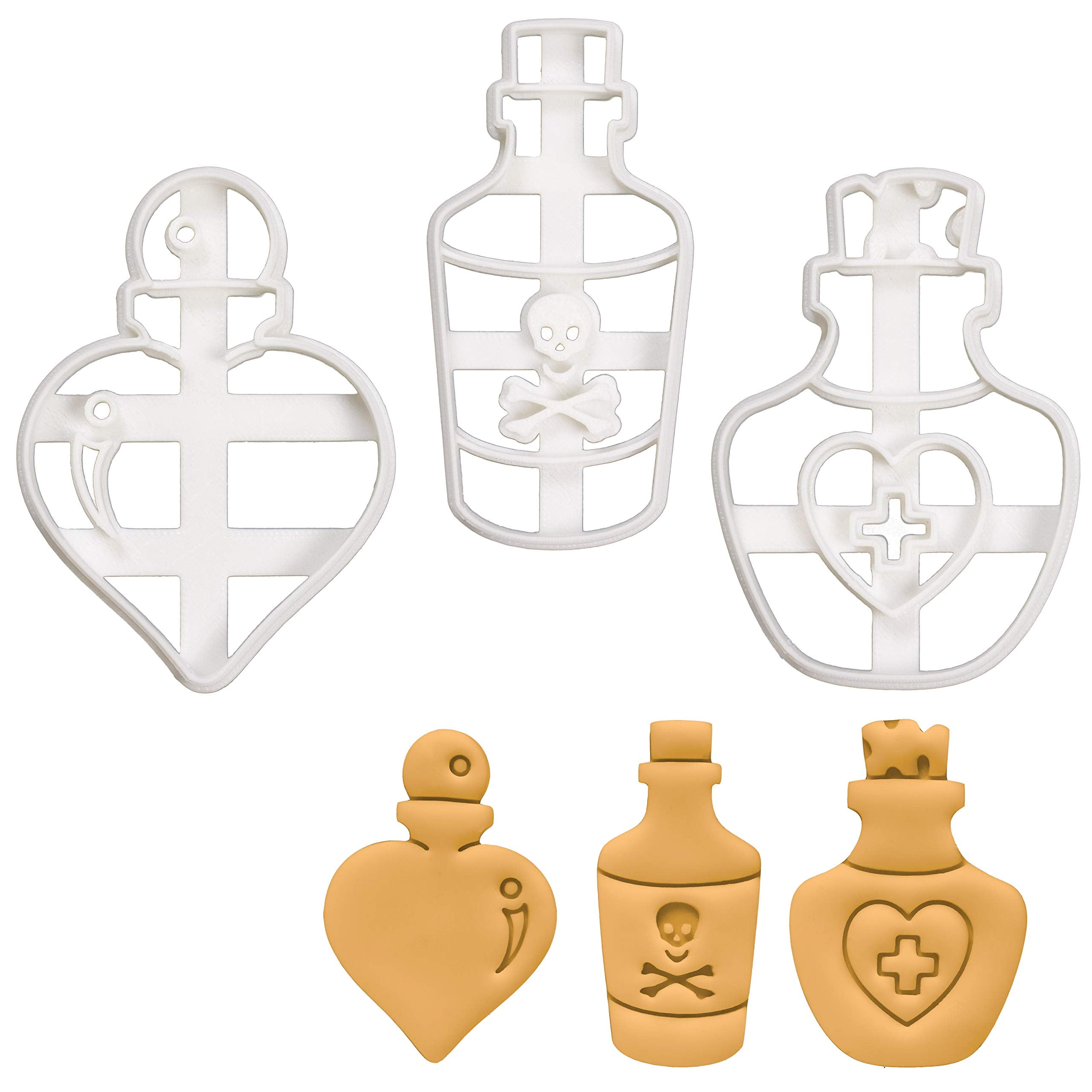 Set of 3 Potion Bottle cookie cutters (Designs: Love, Poison, and ...