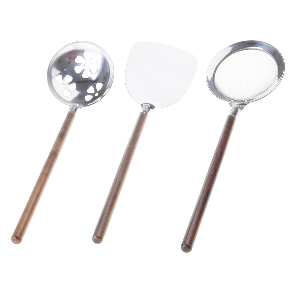 Set of 3 Practical Cooking Utensils Set Kitchen Ladles Slotted Spoon ...