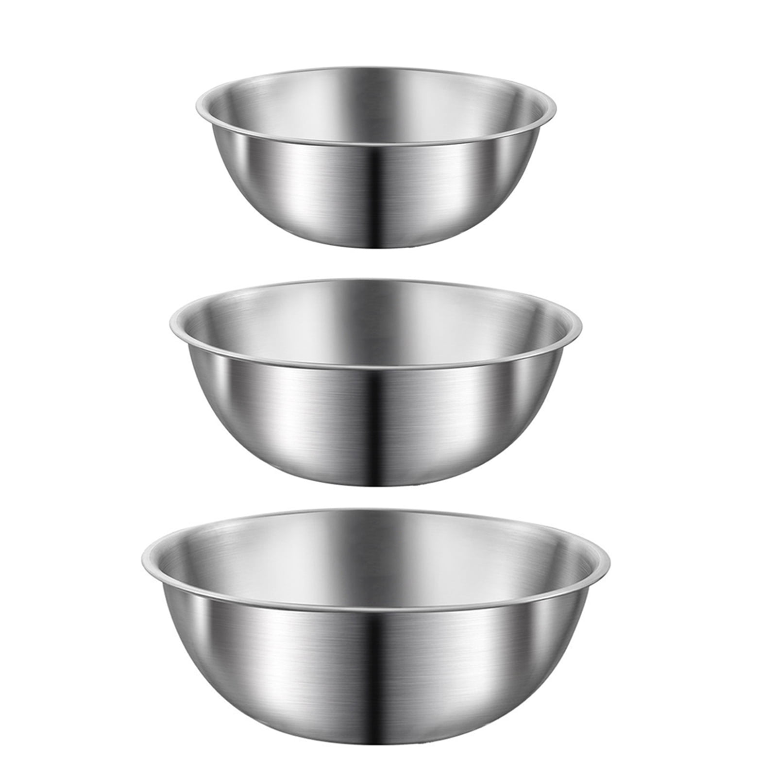 Set of 3 Practical Stainless Steel Food Storage Bowls Mixing Bowl with ...