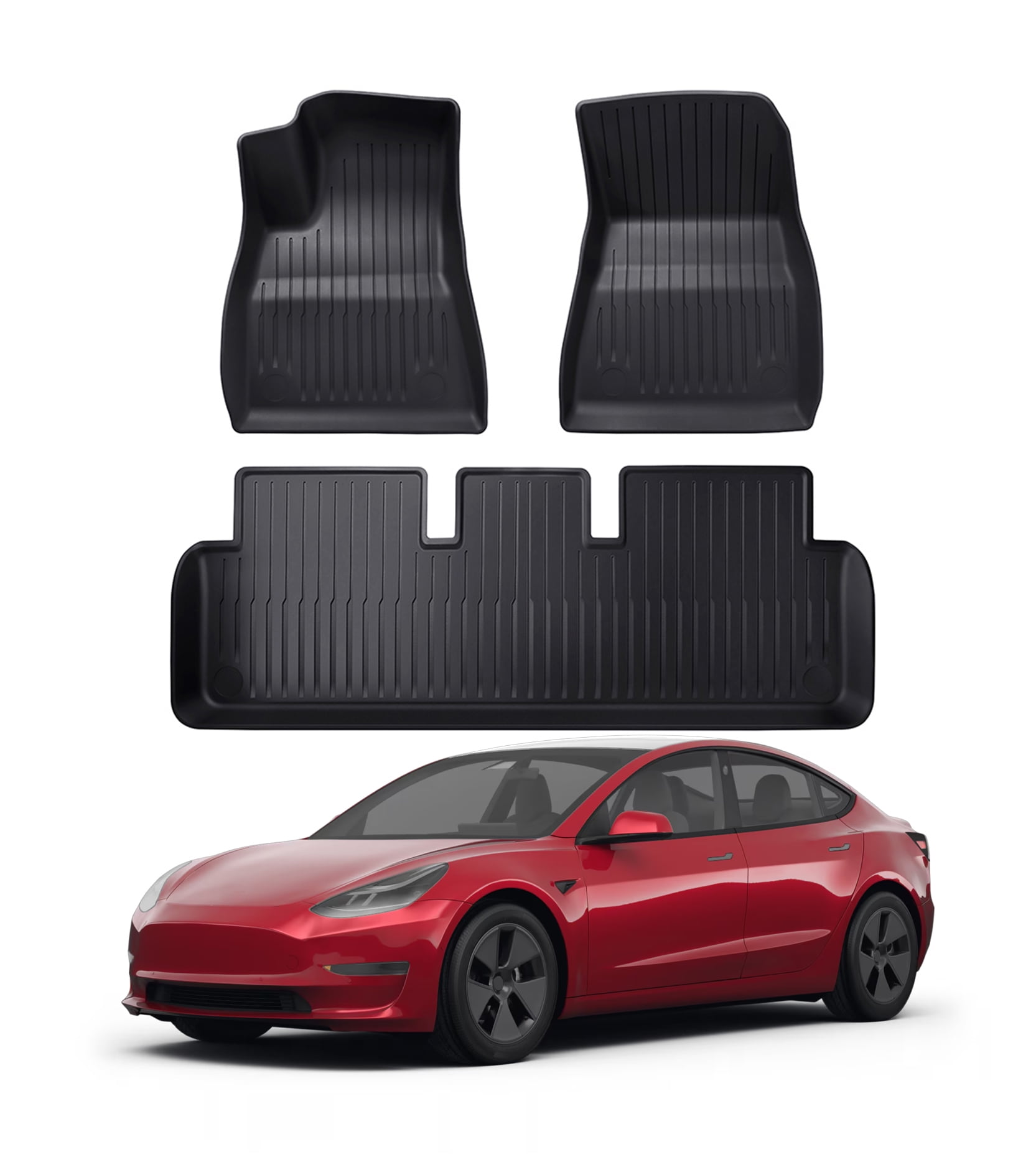 Set of 3 Refresh Edition Floor Mats Carpets For 2023-2025 Tesla 3 ...