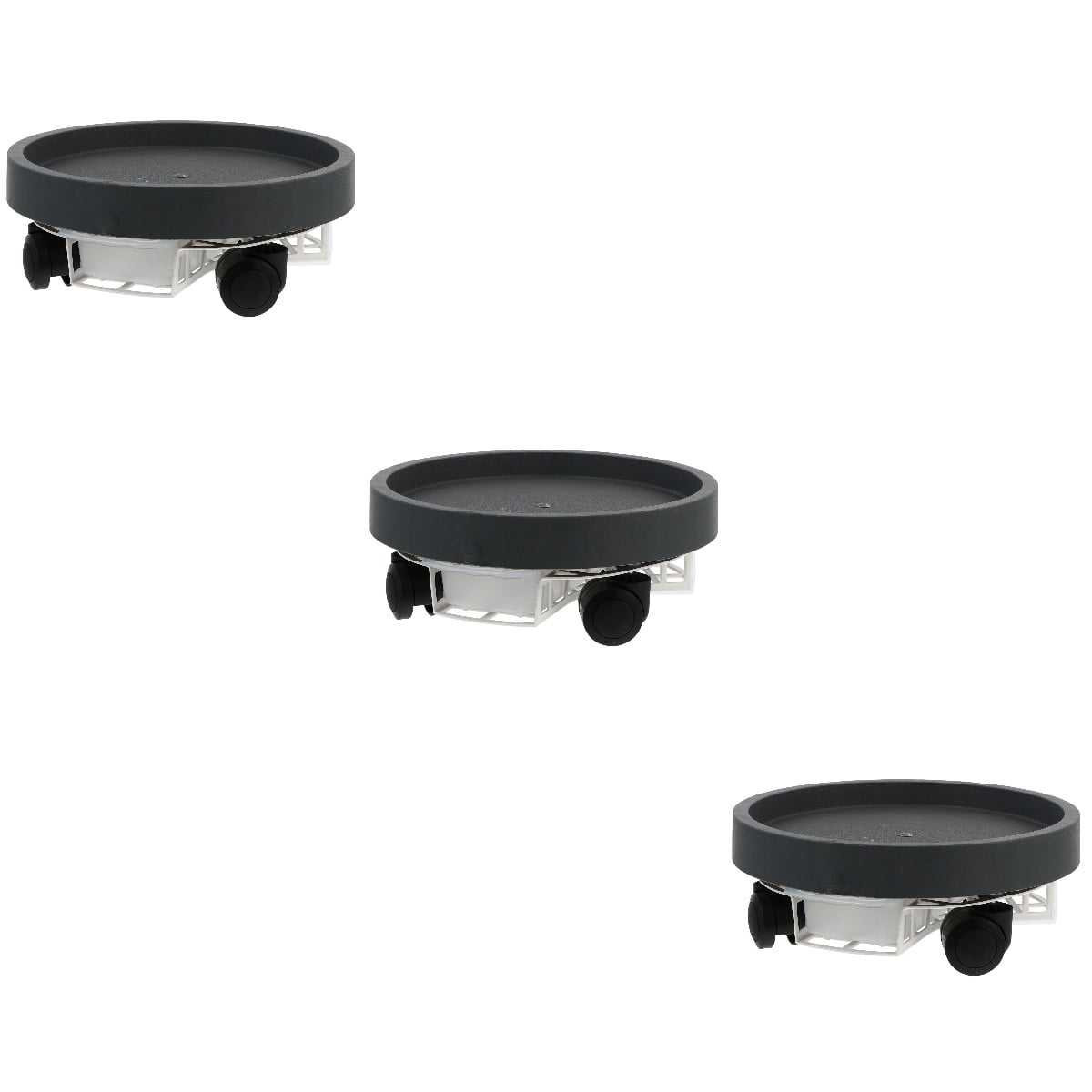 Set of 3 Round Plant Roller Wheeled Planter Tray Garden Stand with ...