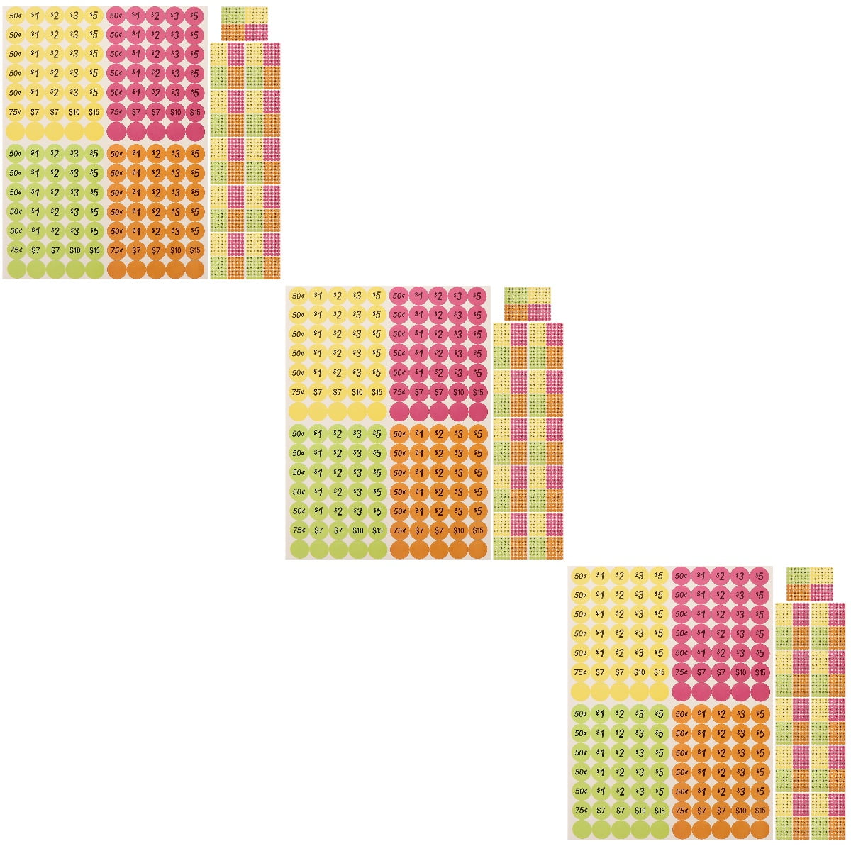 Set of 3 Round Preprinted Pricing Labels Coated Paper Stickers 2X2cm ...