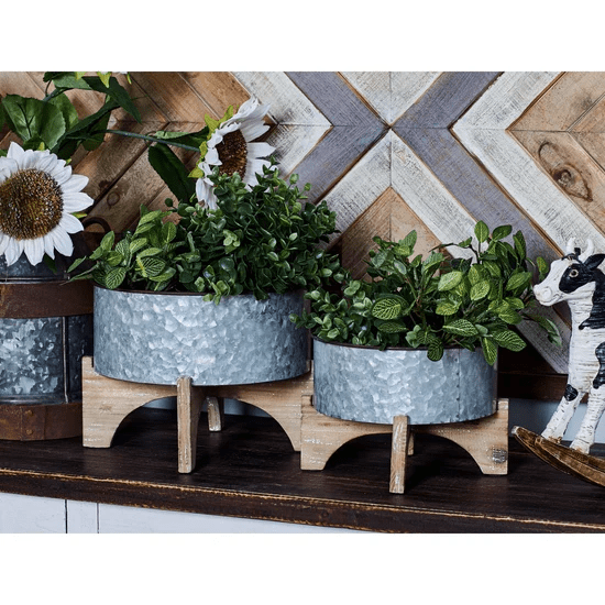 Set of 3 Rustic 6, 8, and 11 Inch Planters with Stands by Studio 350 ...
