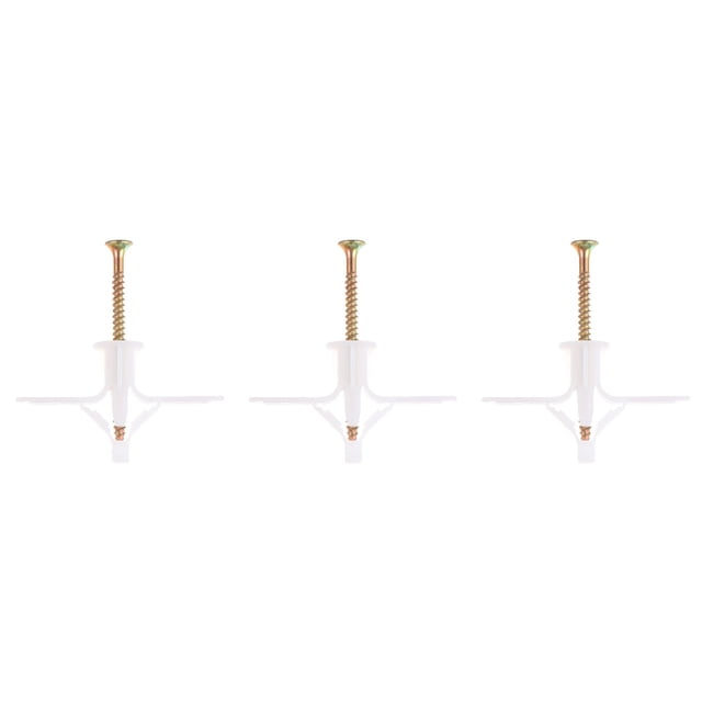 Set of 3 Screw Hollow-door Toggle Anchor Drywall Anchors White ...