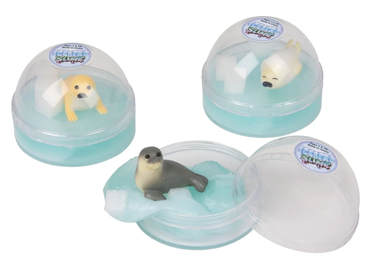 Set of 3 Seal Slimes - Arctic Themed Seal Slime Putty with Foam Ice ...
