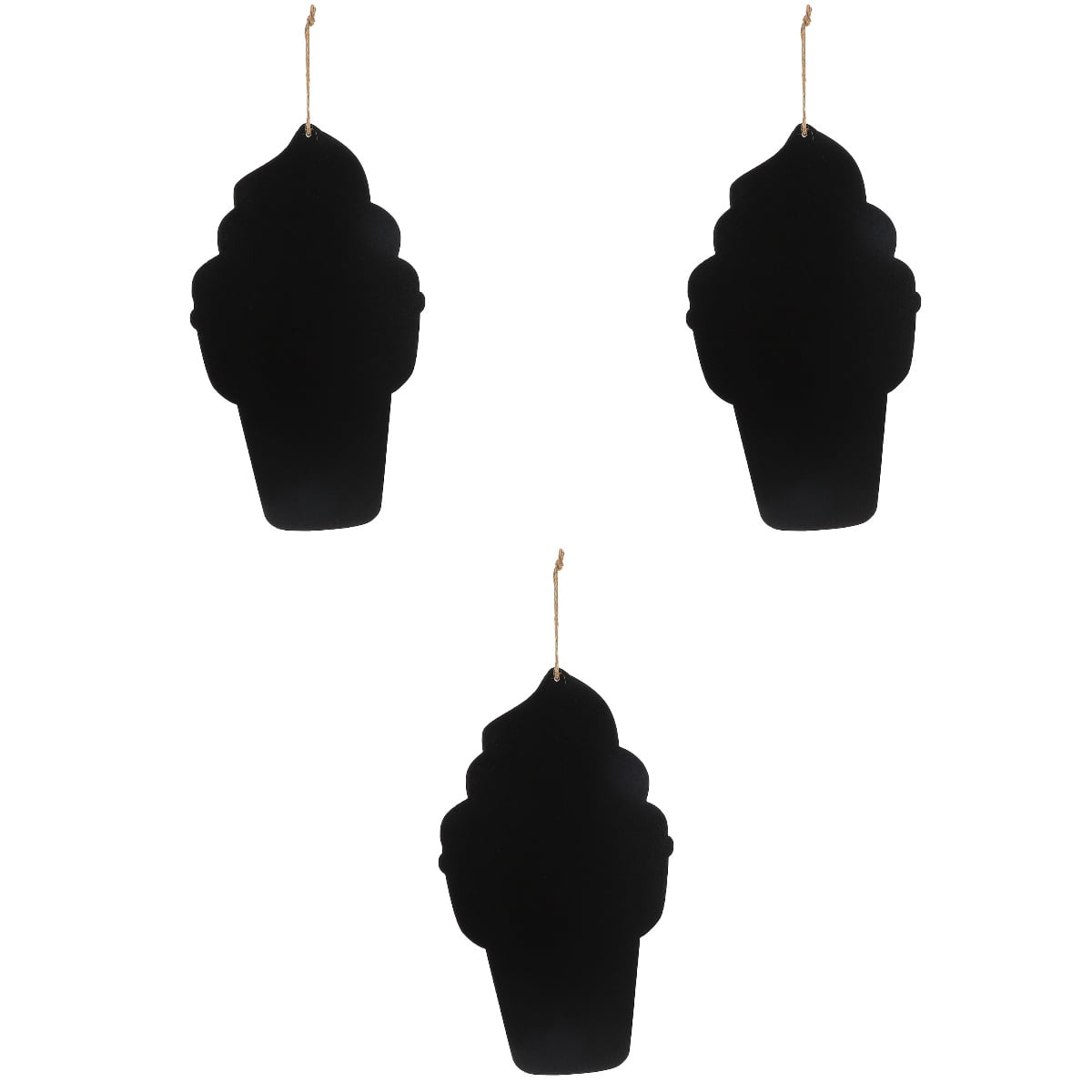 Set of 3 Shaped Chalk Board Ice Cream Chalkboard Hanging Message ...