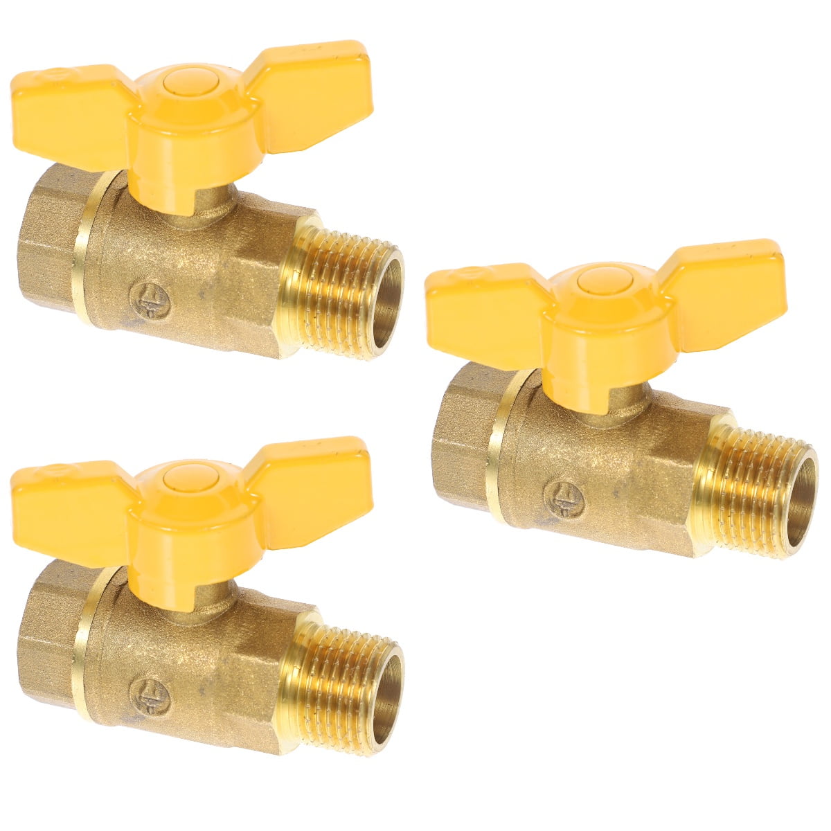Set of 3 Shut off Valve Handle Brass Ball Switch Industrial Shut-off ...