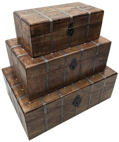 Set of 3 (Small, Medium, and Large) Nesting Wooden Pirate Treasure ...