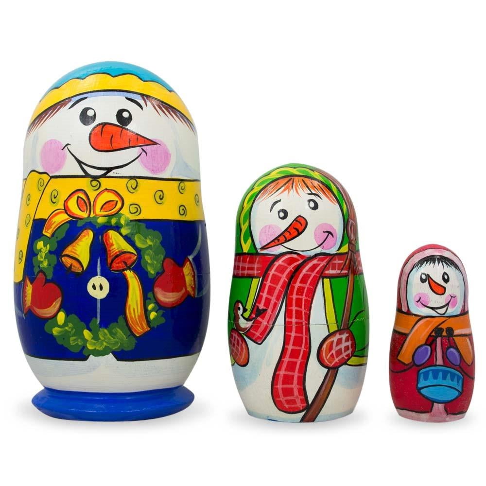 Set of 3 Snowman Family Wooden Nesting Dolls 4.25 Inches - Walmart.com