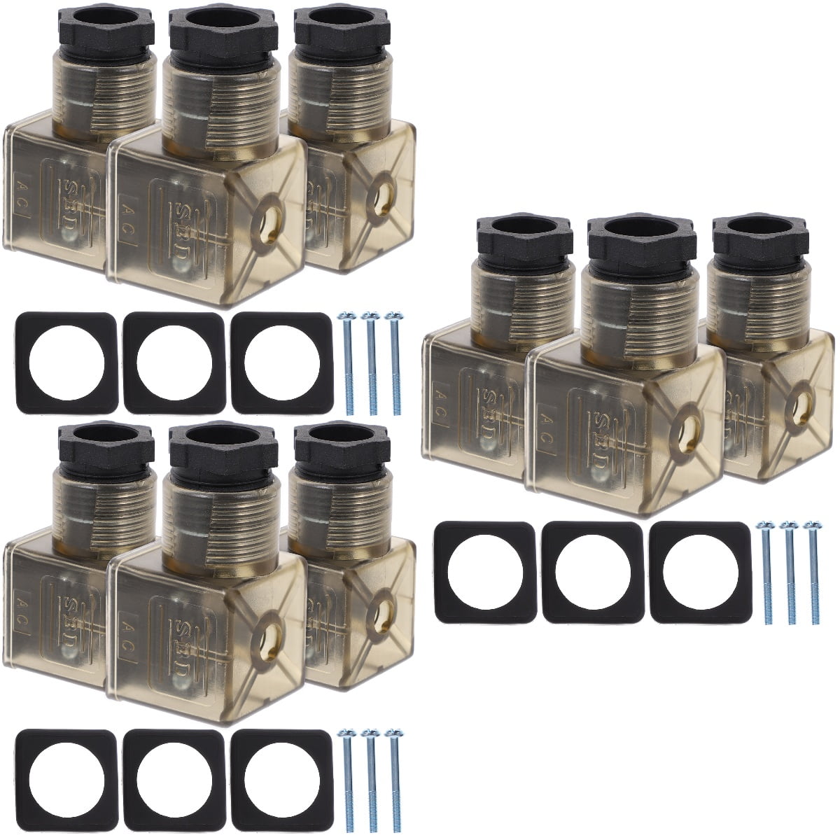 Set of 3 Solenoid Coil Connector Cord Brown Lighted Junction Box ...