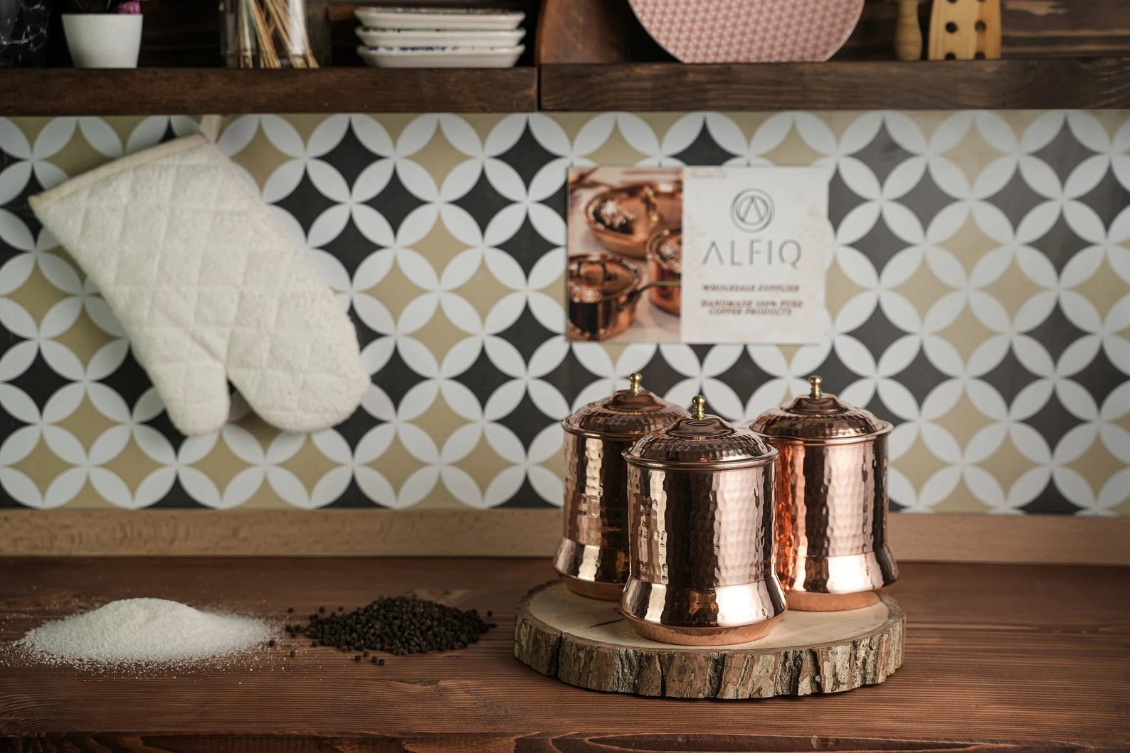 Set of 3 Solid Copper Canister Set with Lid | 100% Copper Kitchen ...