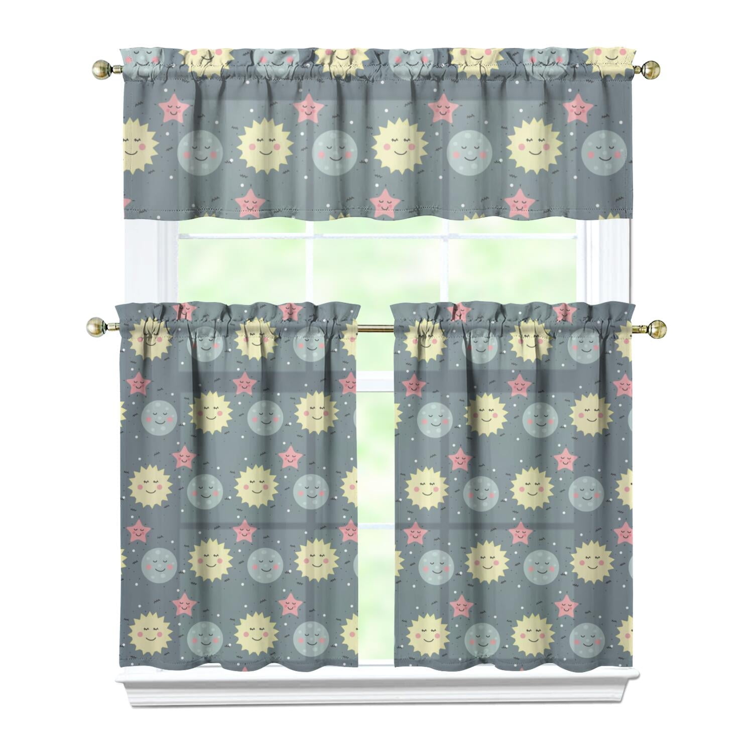 Set of 3 Space Themed Kitchen Curtains - Cosmos Outer Space Print ...