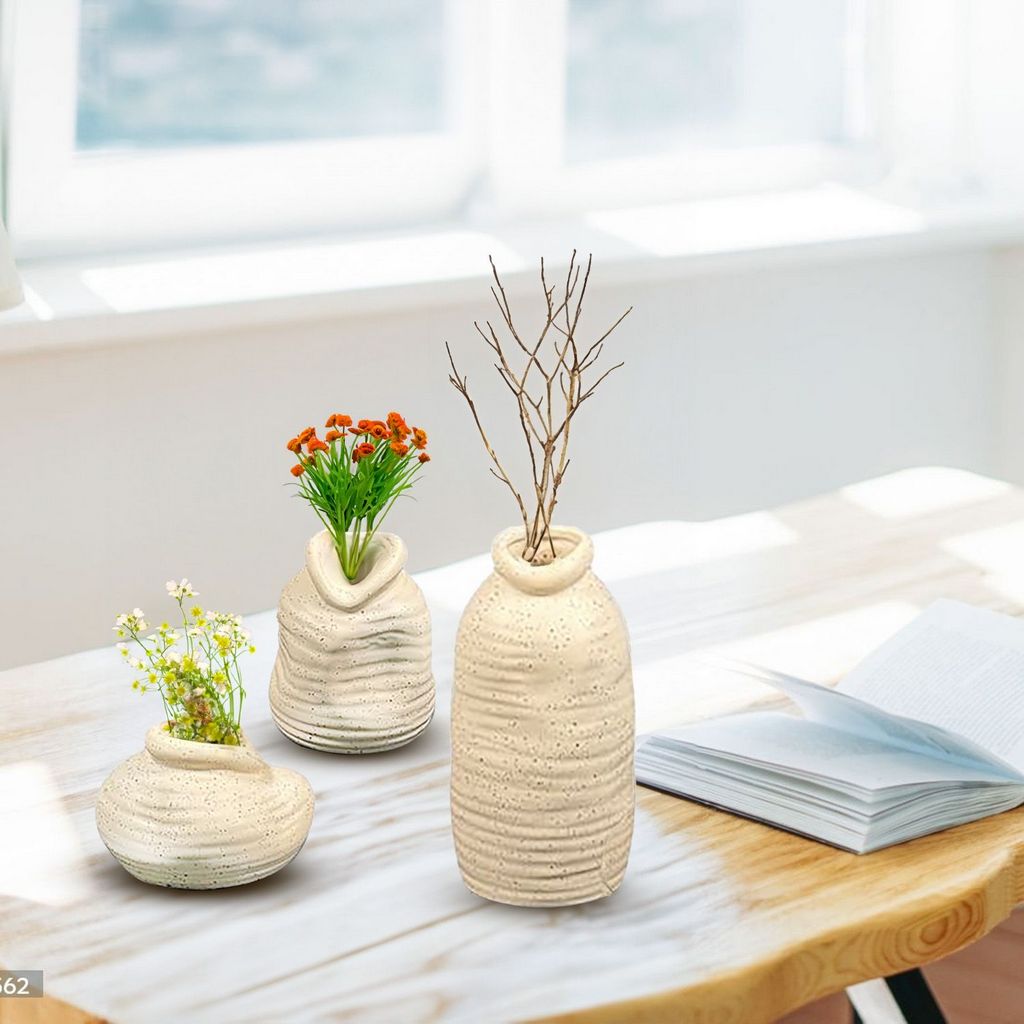 Set of 3 Speckled Cream Vases | Ceramic Vase | Textured Vase | Design ...