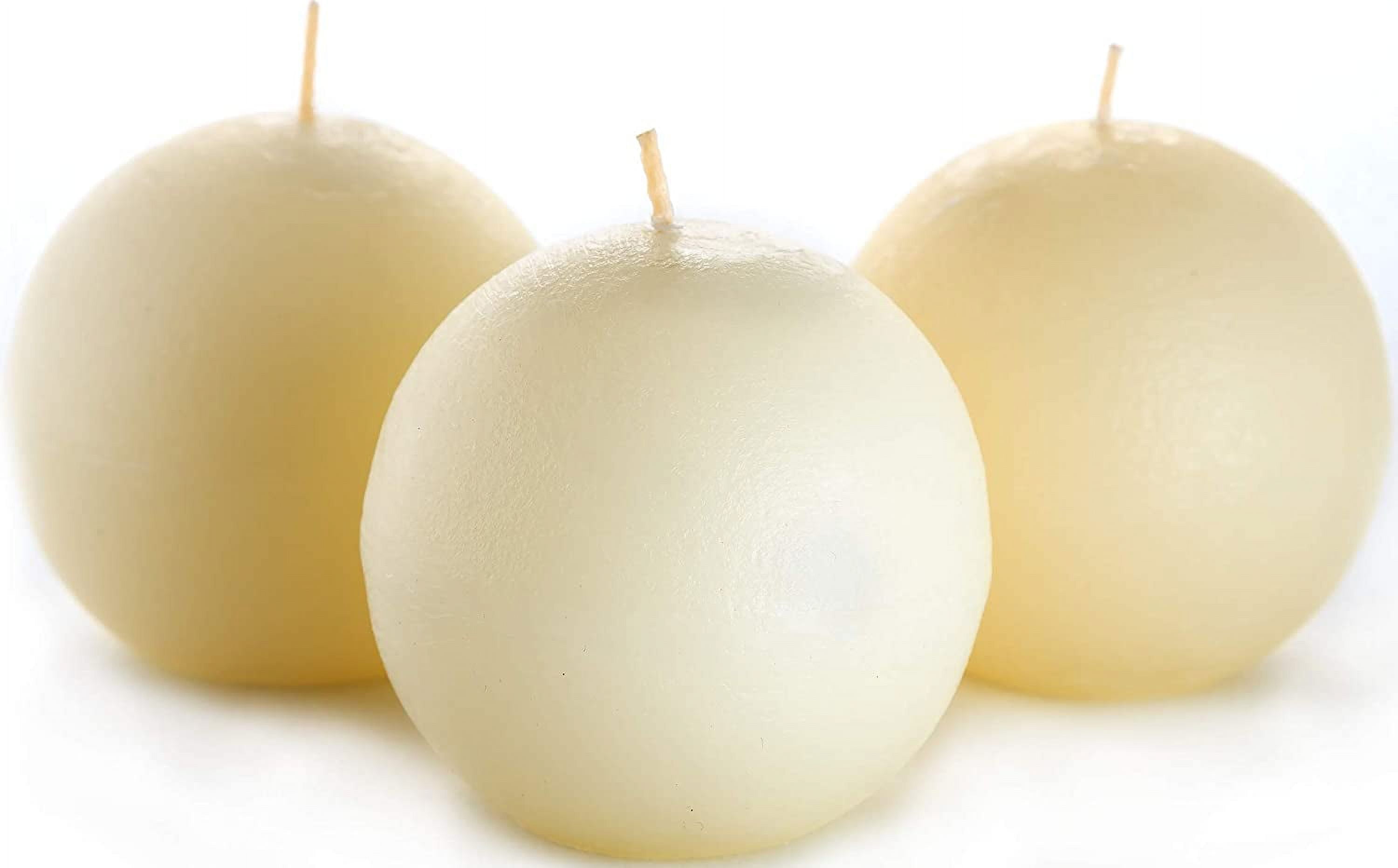 Melt Candle Company Set of 3 Ivory Sphere Ball Candles 3 inch Unscented ...