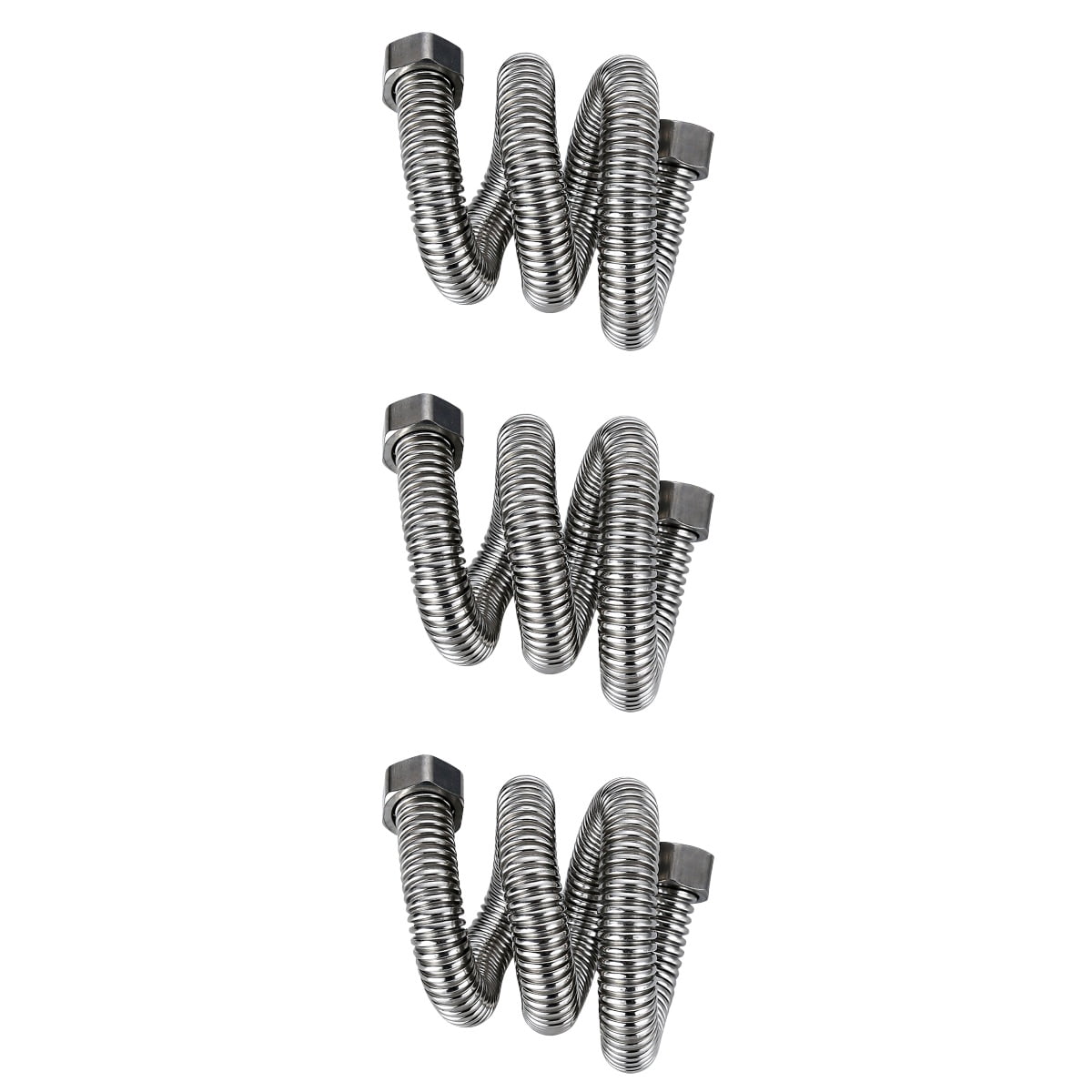 Set of 3 Stainless Steel Bellows Pressure Water Pipe Points Inlet Hose ...