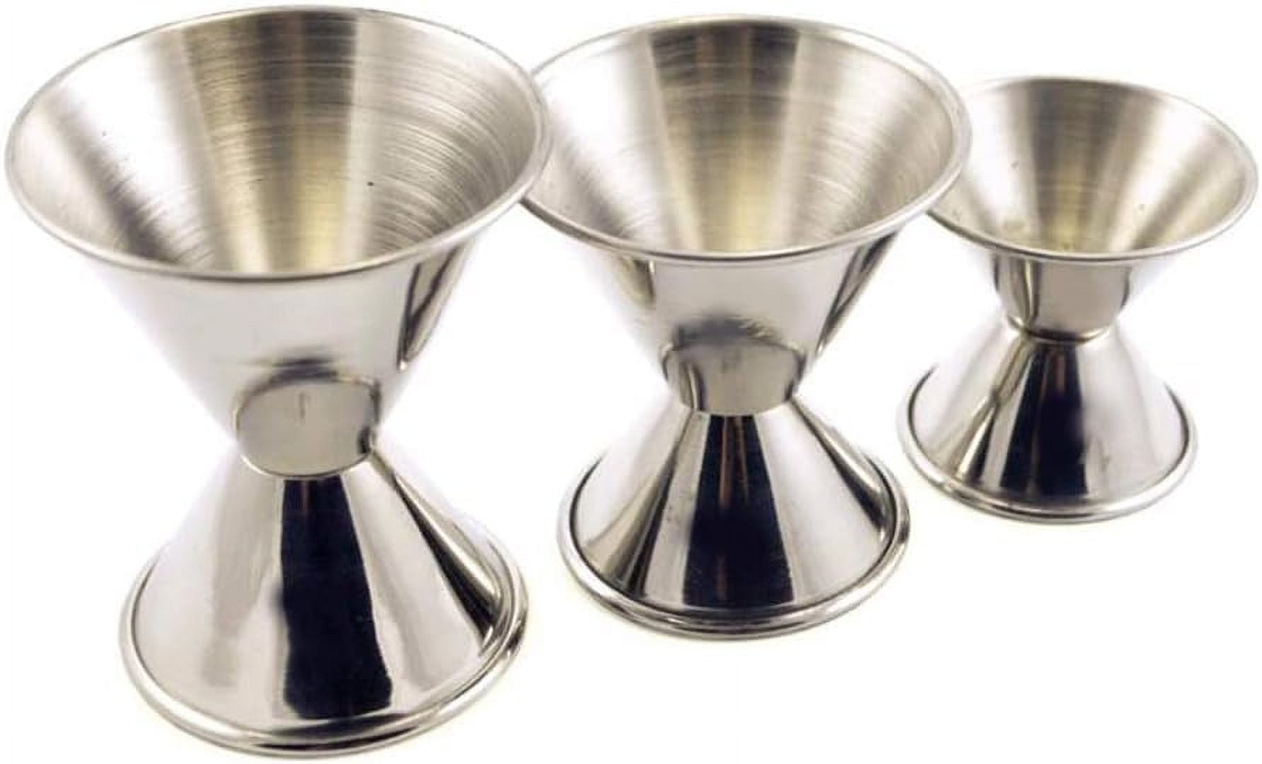 Set of 3 Stainless Steel Double Jiggers 1 & 2 oz, 3/4 & 1 1/2 oz, 1/2 ...