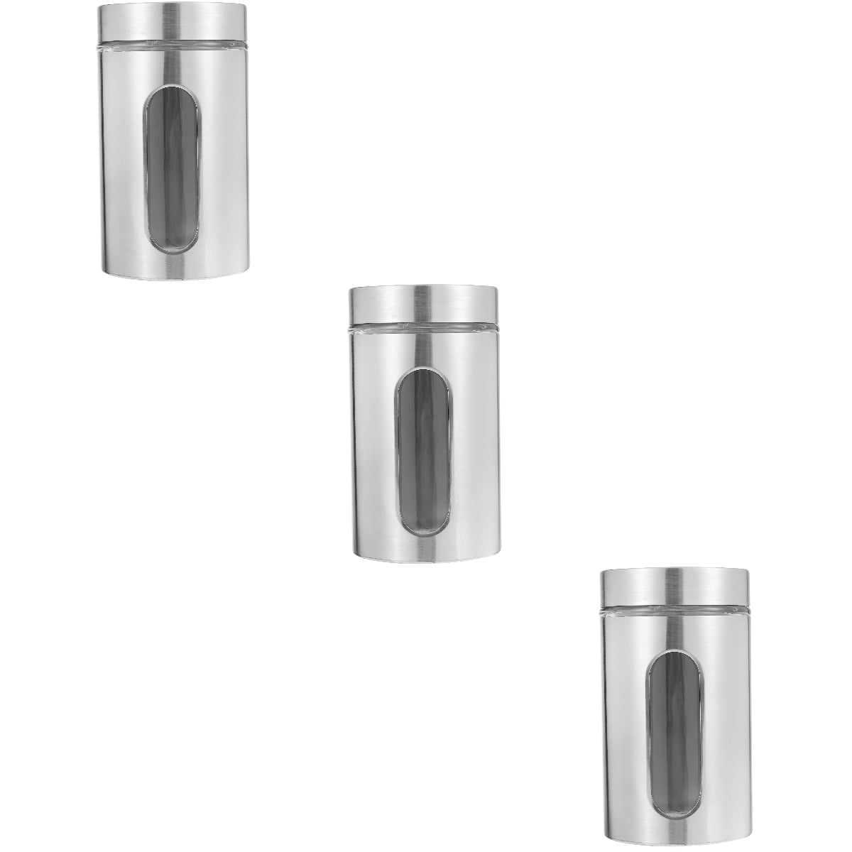 Set of 3 Stainless Steel Storage Tank Jar with Lid Cookie Boxes Sugar ...