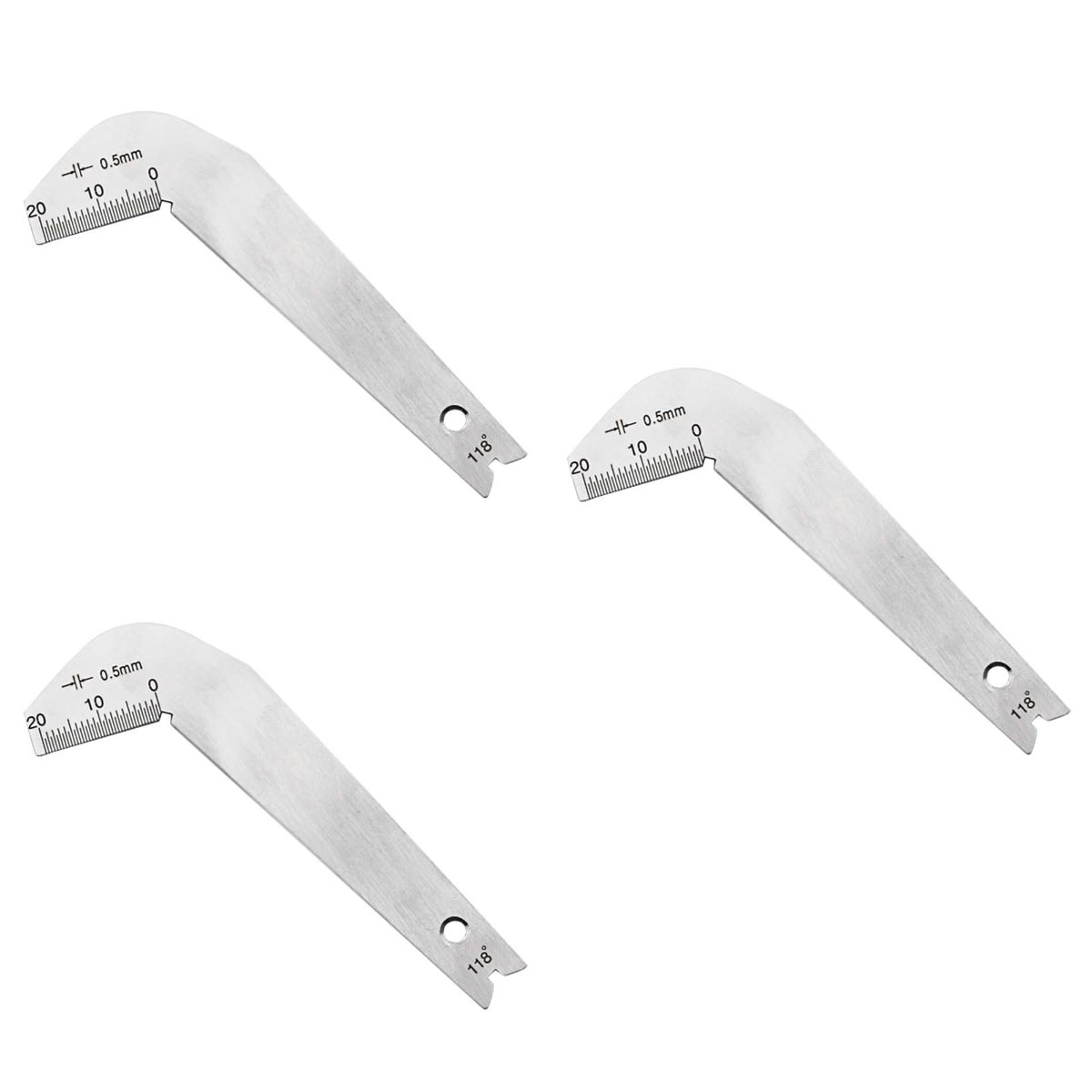 Set of 3 Steel Drill Bit Measuring Gauge Square Hole Silver - Walmart.com