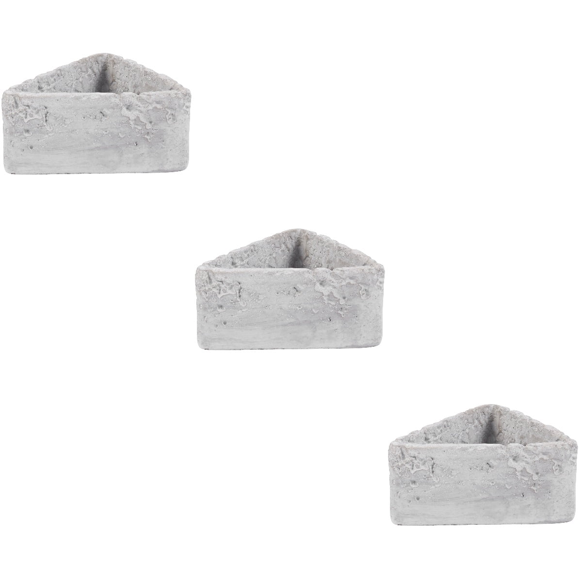 Set of 3 Succulents Plants Artificial Triangular Cement Flower Pot ...