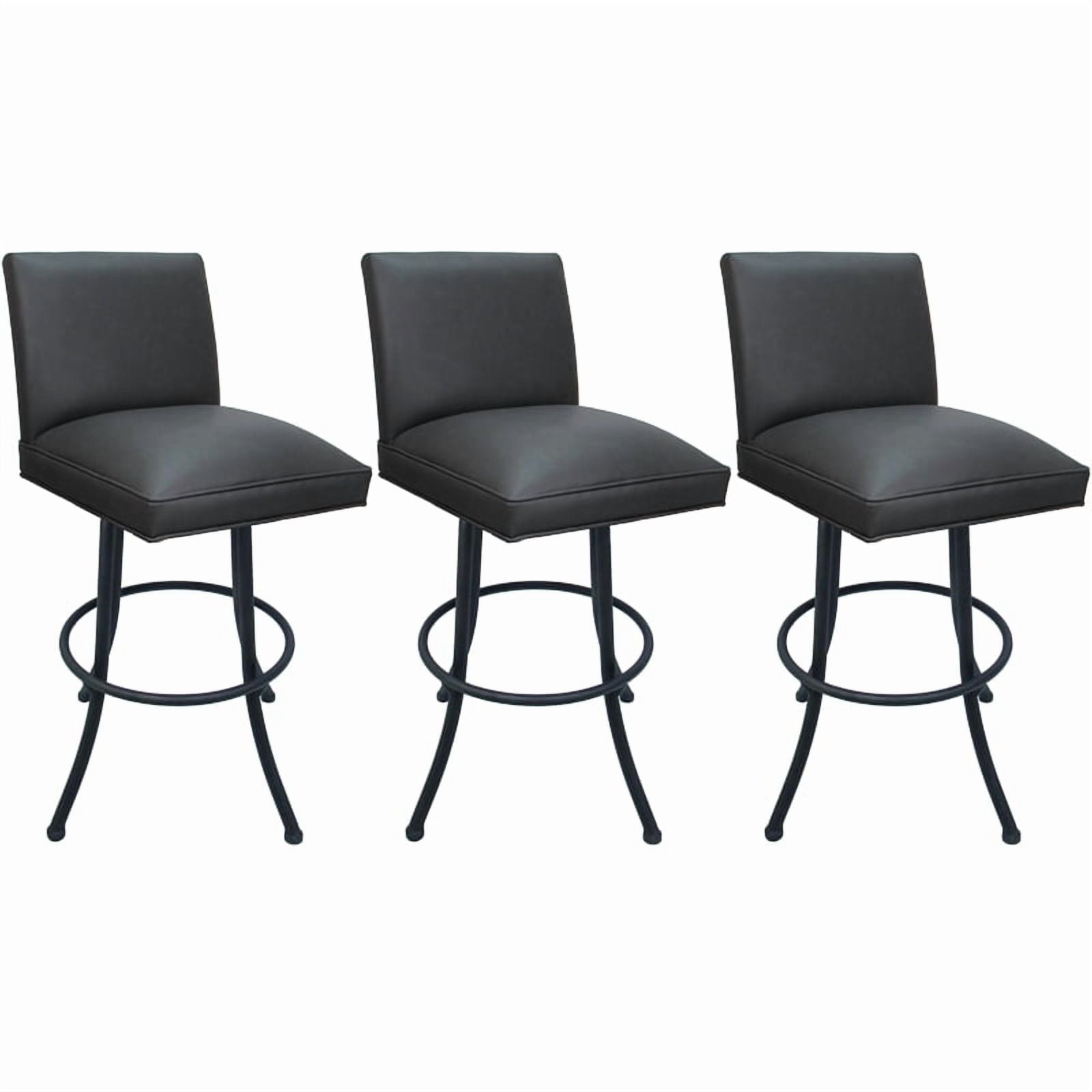 Set of 3 Swivel Metal Counter Stools - Sommerville Noam - Gray Vinyl ...