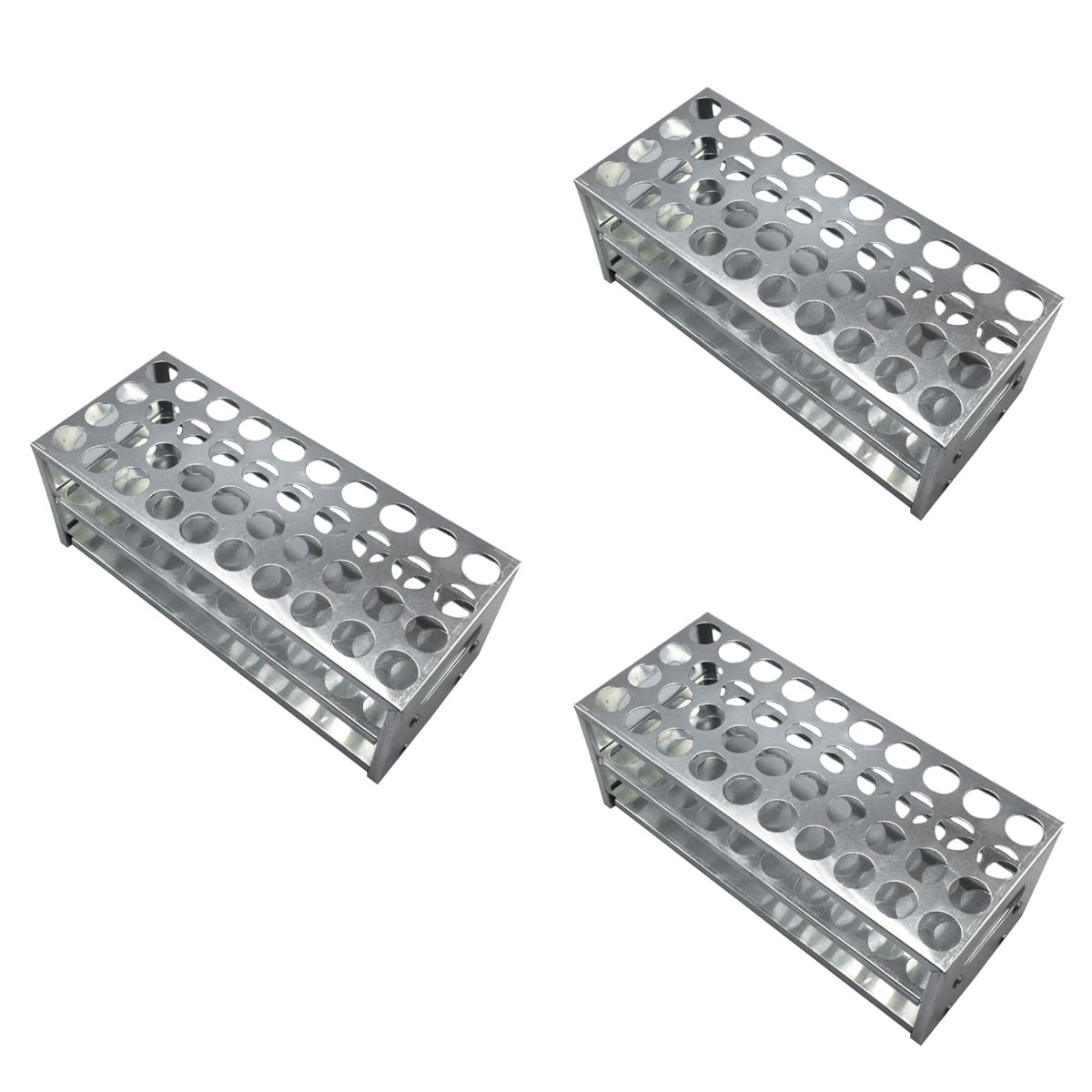 Set of 3 Test Tube Rack Carrier Scientific Experiments Tubes Silver ...